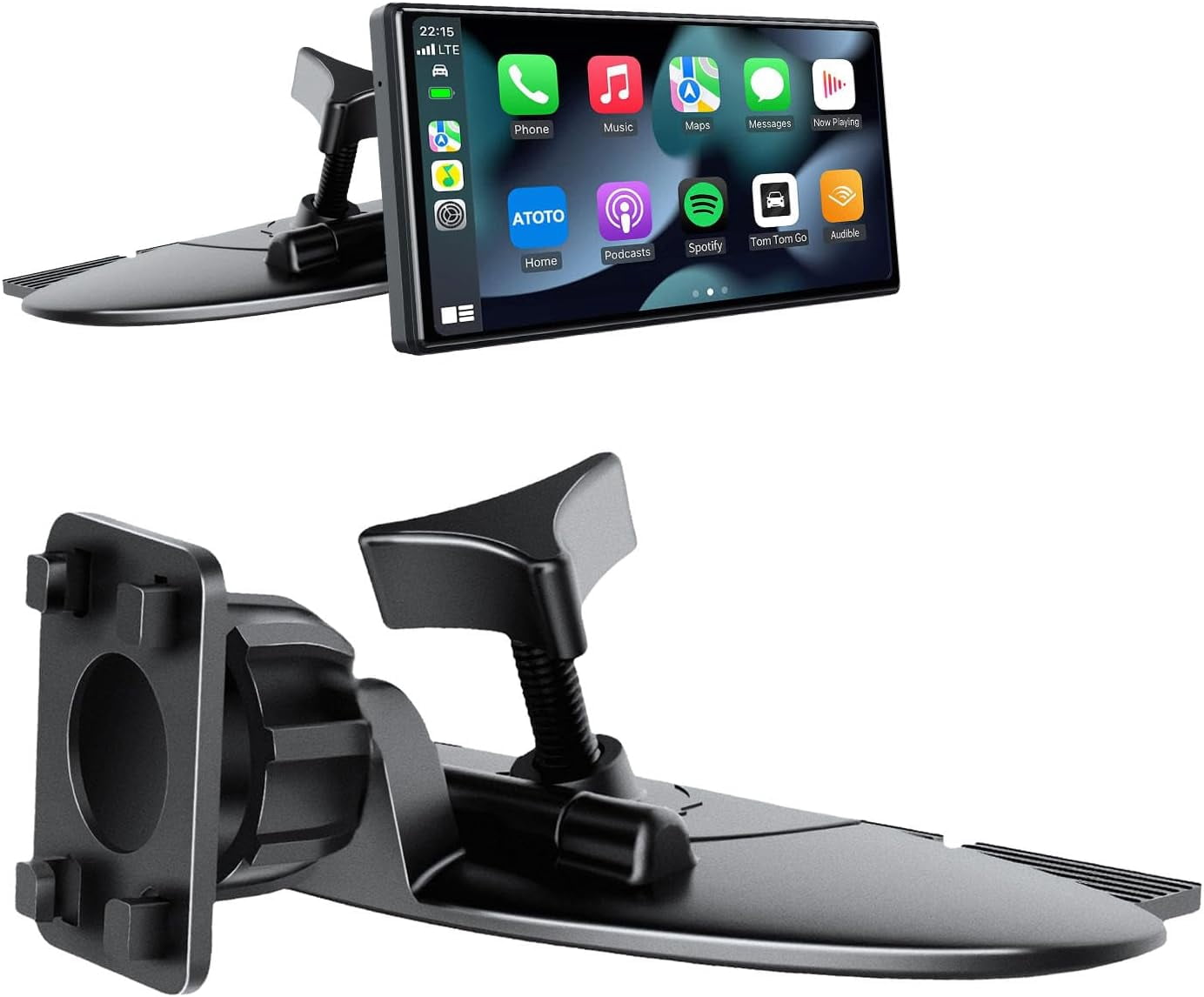 CD Slot Mount with 17mm Ball Adapter for CarPlay Screen, 4-Button Lock ...
