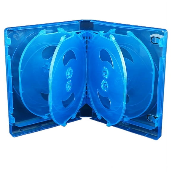 Plastic CD Storage Boxes for Organized Media in White and Blue