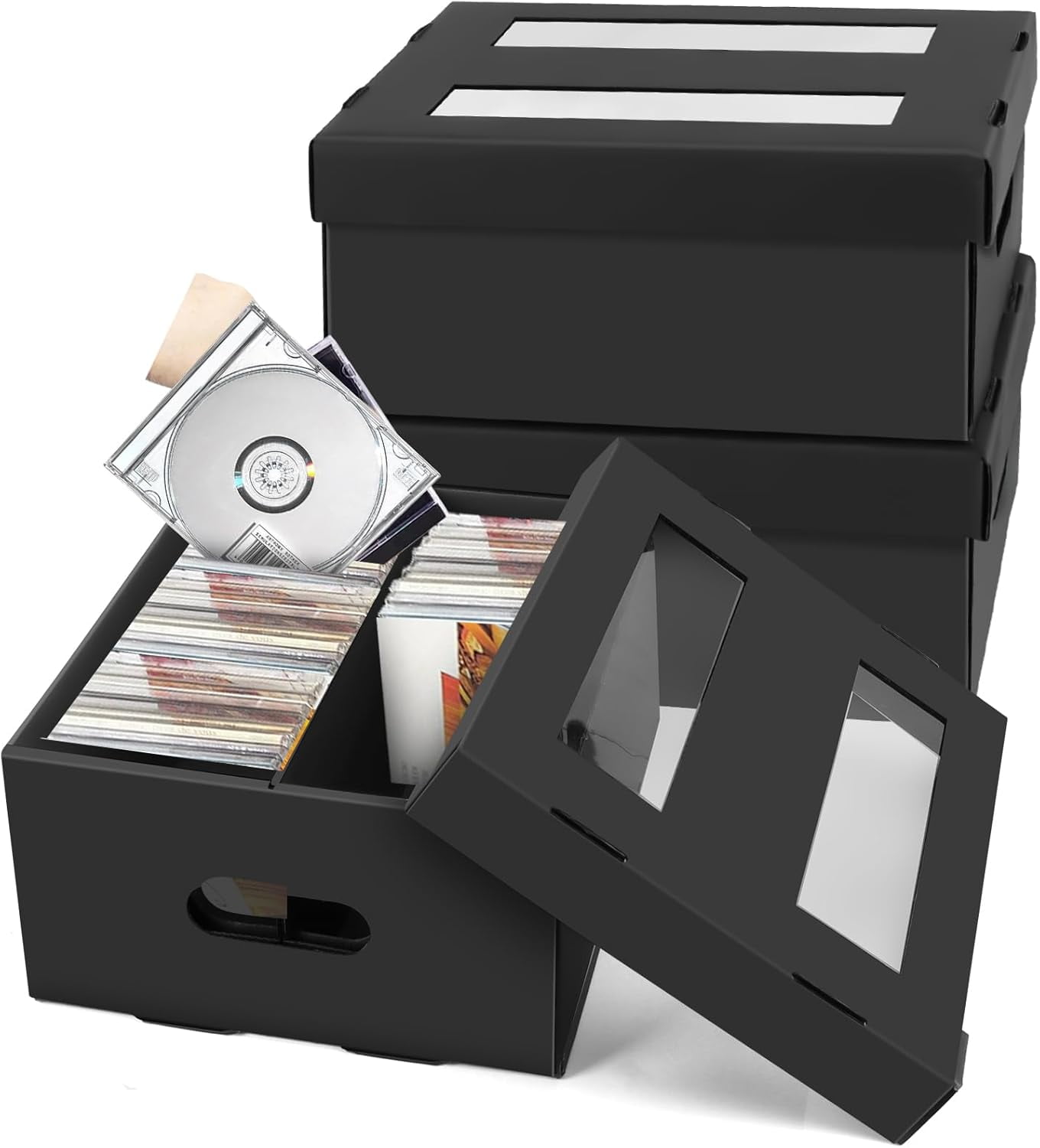 CD Storage Boxes,3 Pack 2 Compartment Cardboard CD Case Storage,CD Case ...