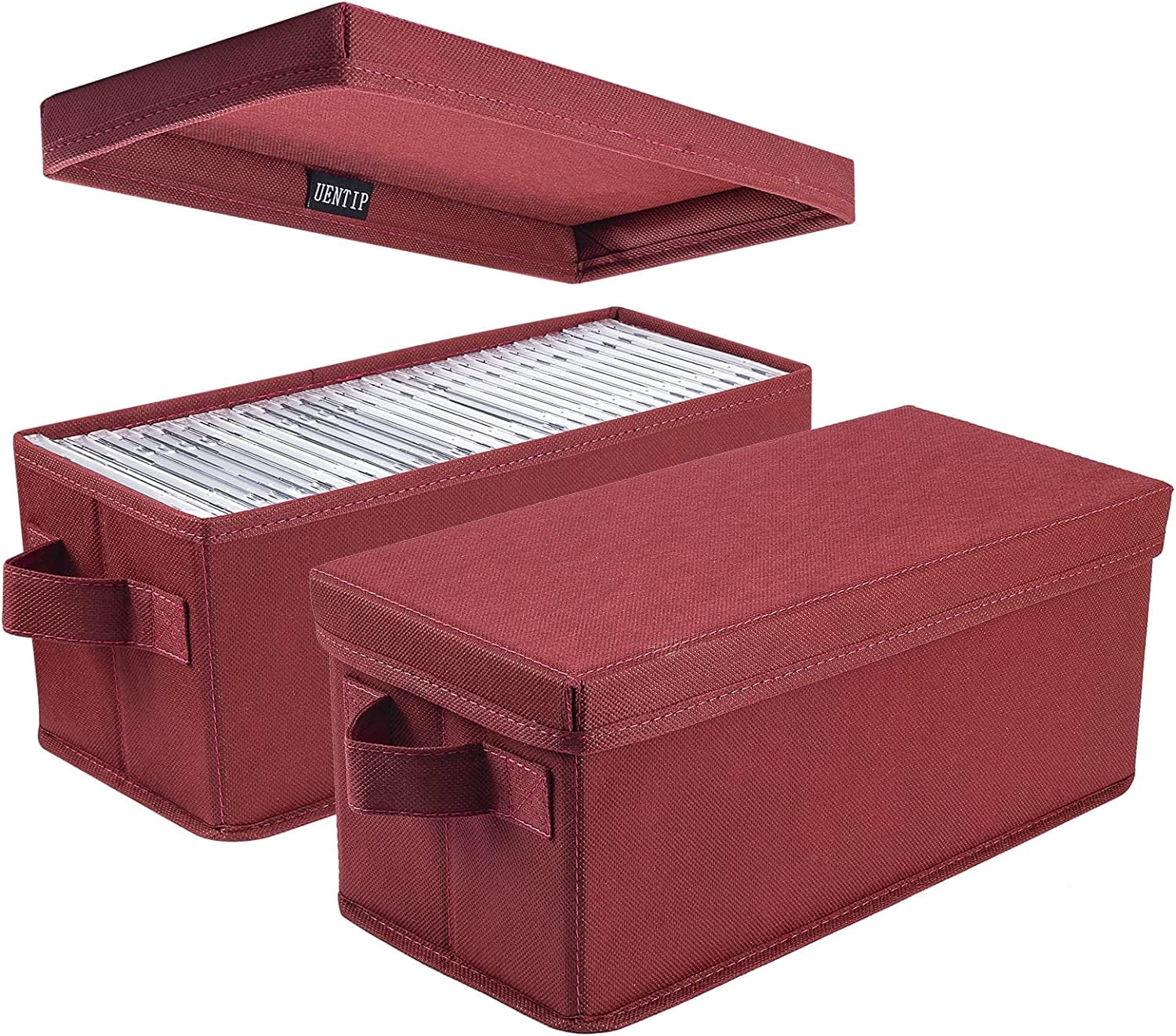 CD Storage Boxes - Pack of 2 CD Case Holder, Container holds 30 CDs in ...