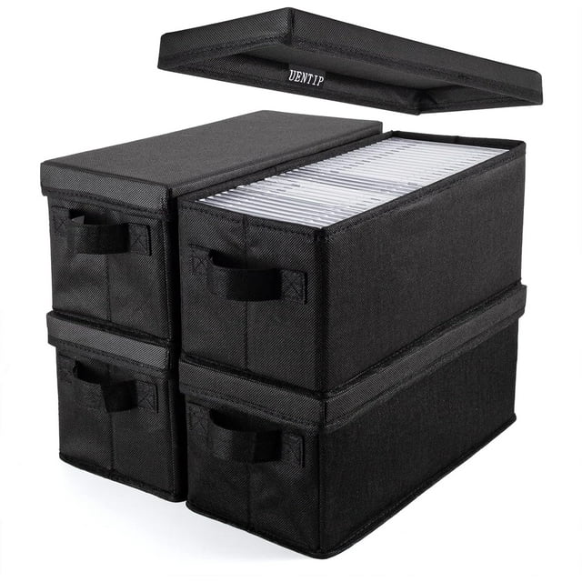 CD Storage Boxes - Pack of 4 CD Case Holder, Container holds 30 CDs in ...