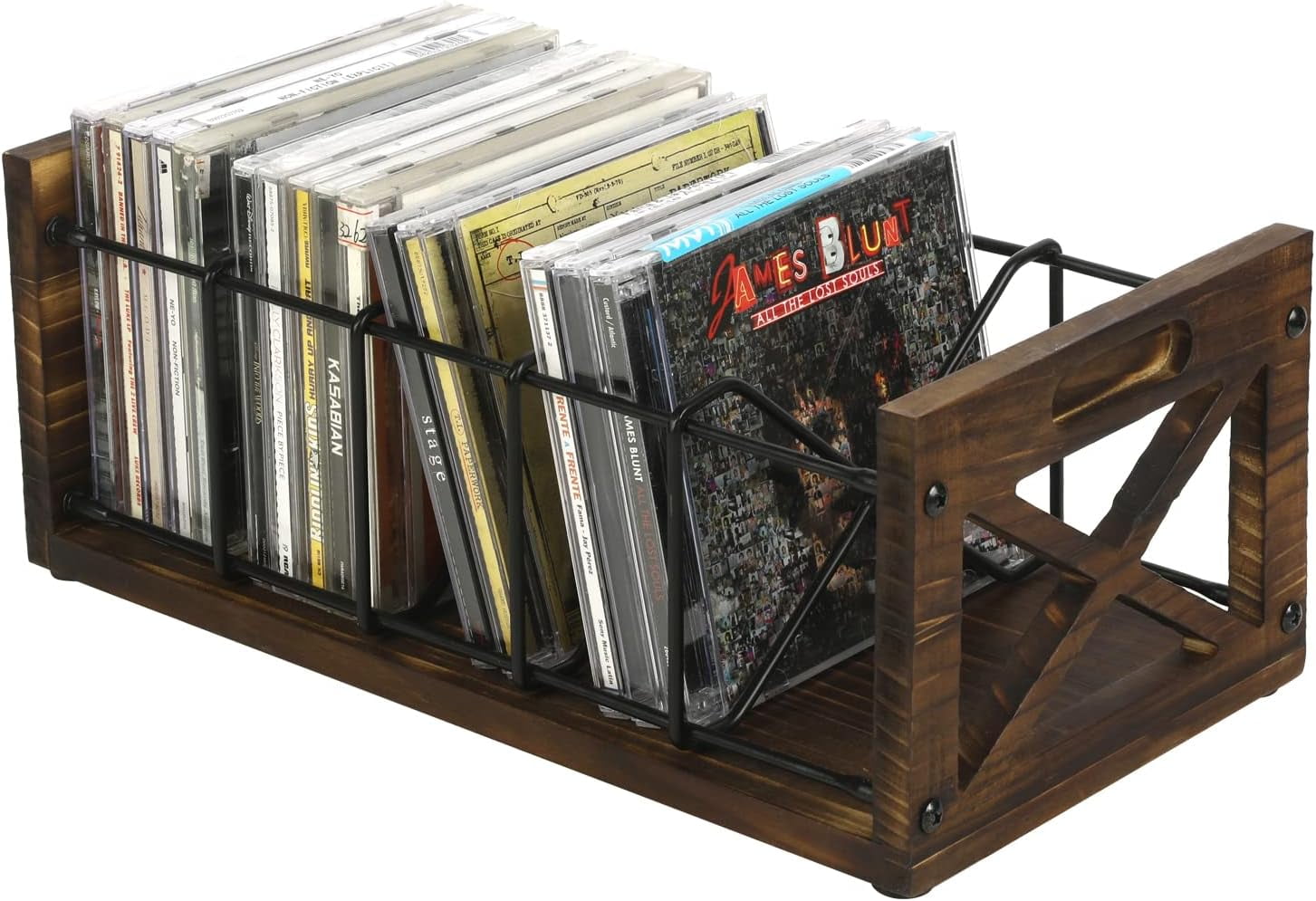 CD Storage Holder, 5-Slot Farmhouse Industrial CD & DVD Storage Rack ...
