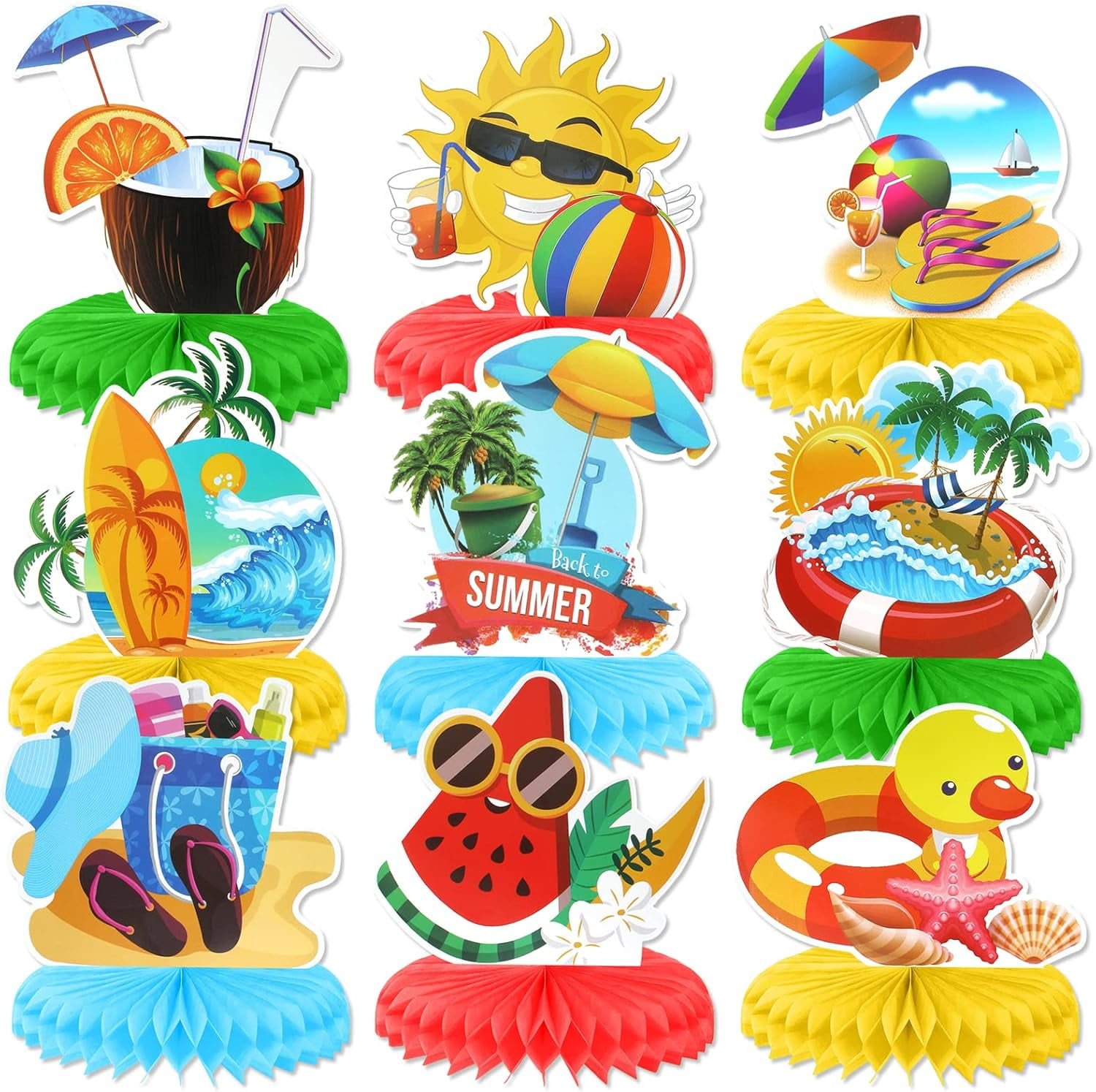 CD4-9 Pcs Summer Pool Honeycomb Centerpieces, Beach Honeycomb ...