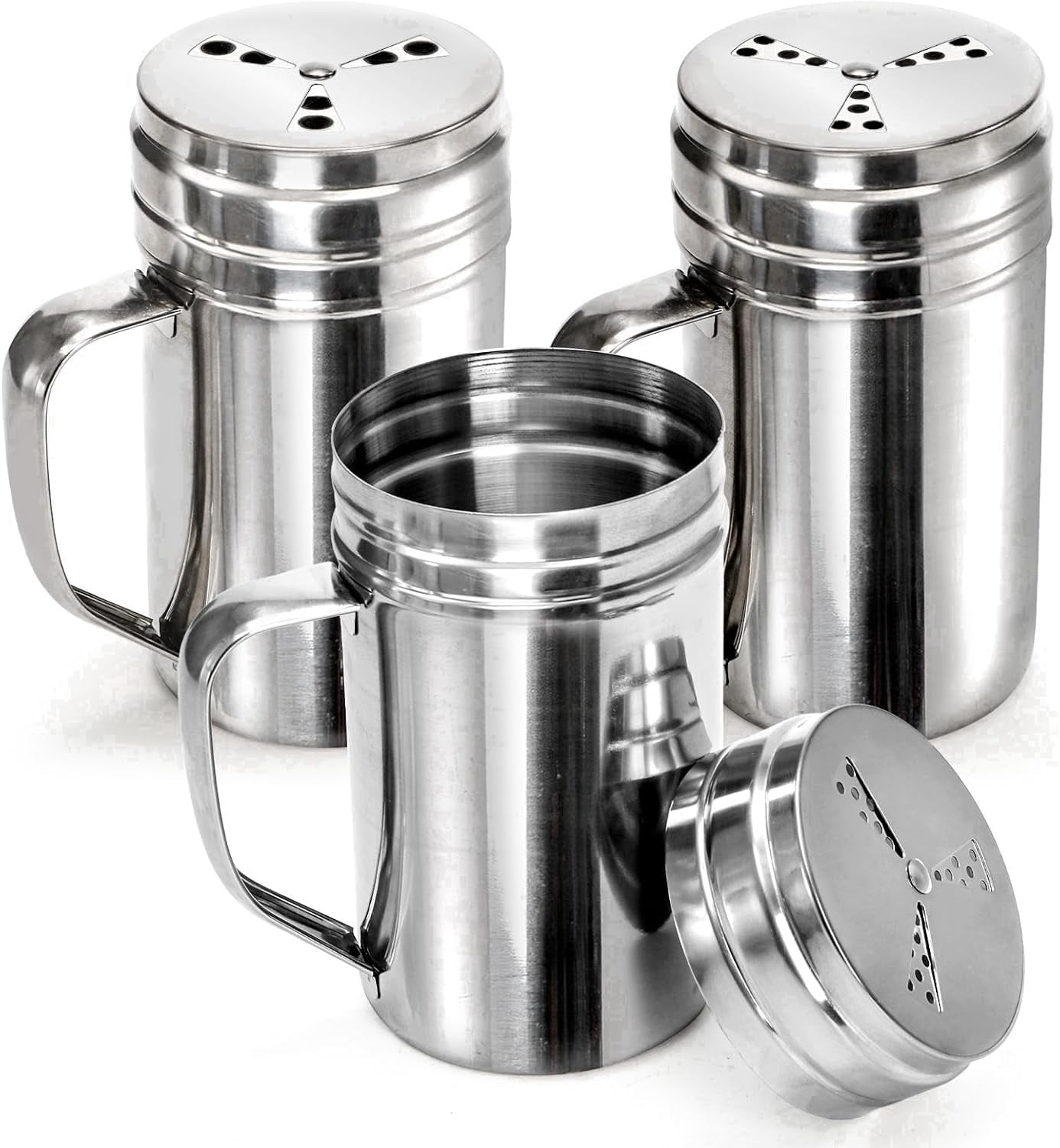 CD5-3 Pack Stainless Steel Salt and Pepper Shakers, 10 oz Salt Dredge ...