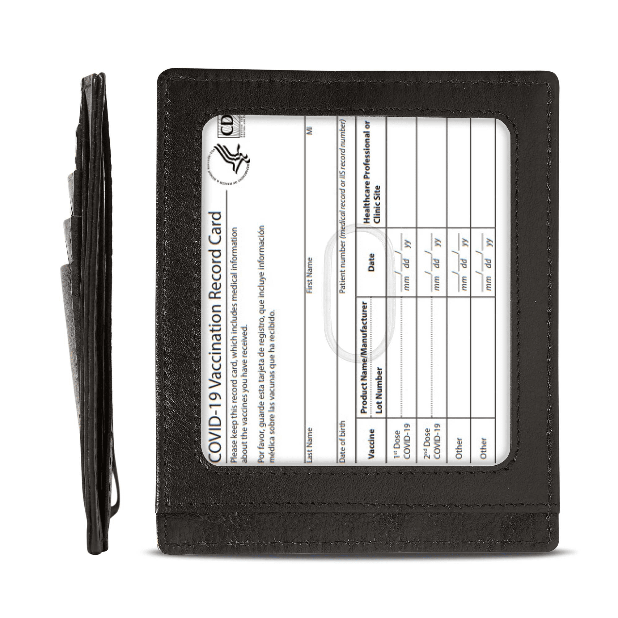 CDC Vaccination Card Holder Genuine Leather Vaccine Card Protector With ...