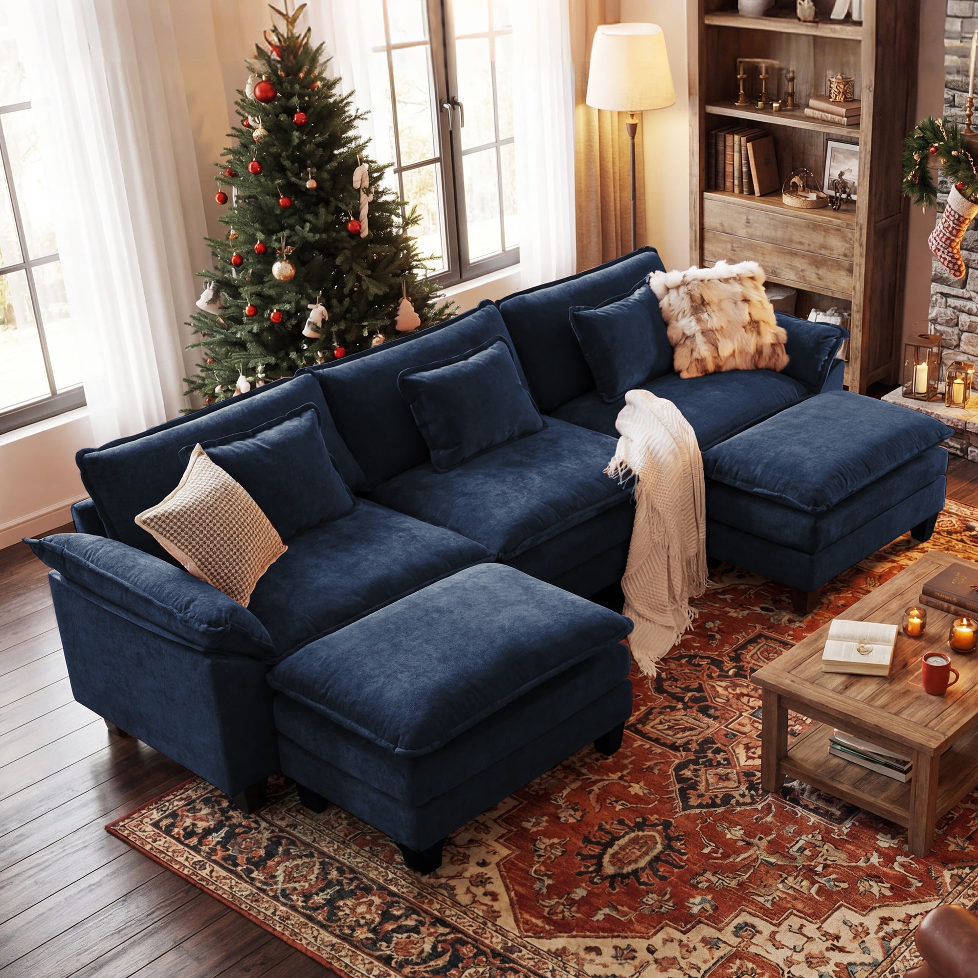 CDCASA 120" Modular Sectional Sofa, 3-Seat U Shaped Cloud Couch with ...