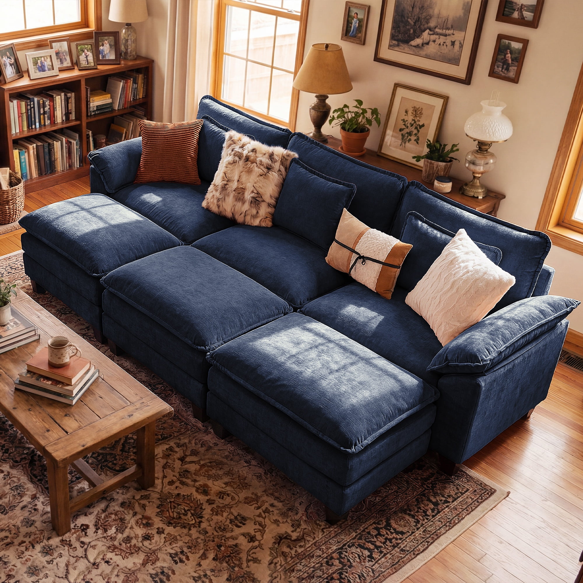 CDCASA 120" Modular Sectional Sofa Bed, 3-Seat Cloud Couch with Movable ...