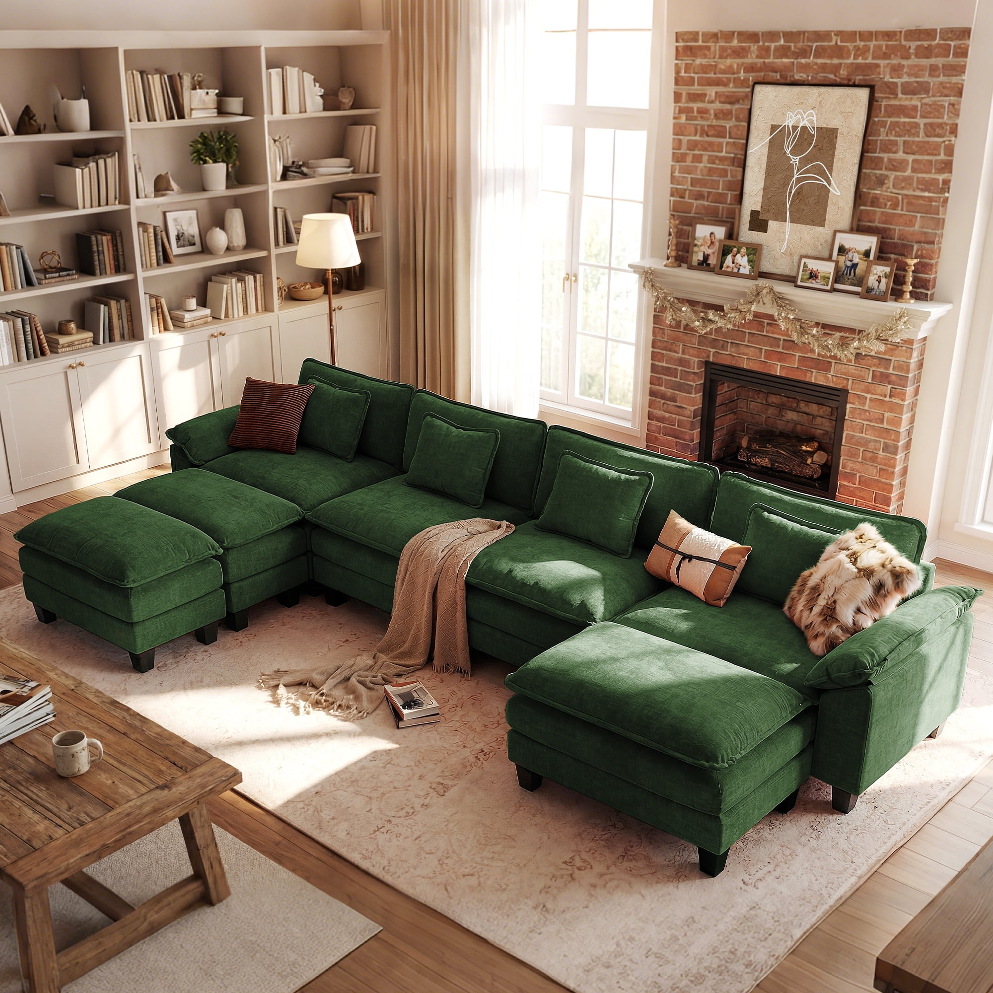 CDCASA 154" Modular Sectional Sofa, 4-Seat U Shaped Cloud Couch with ...