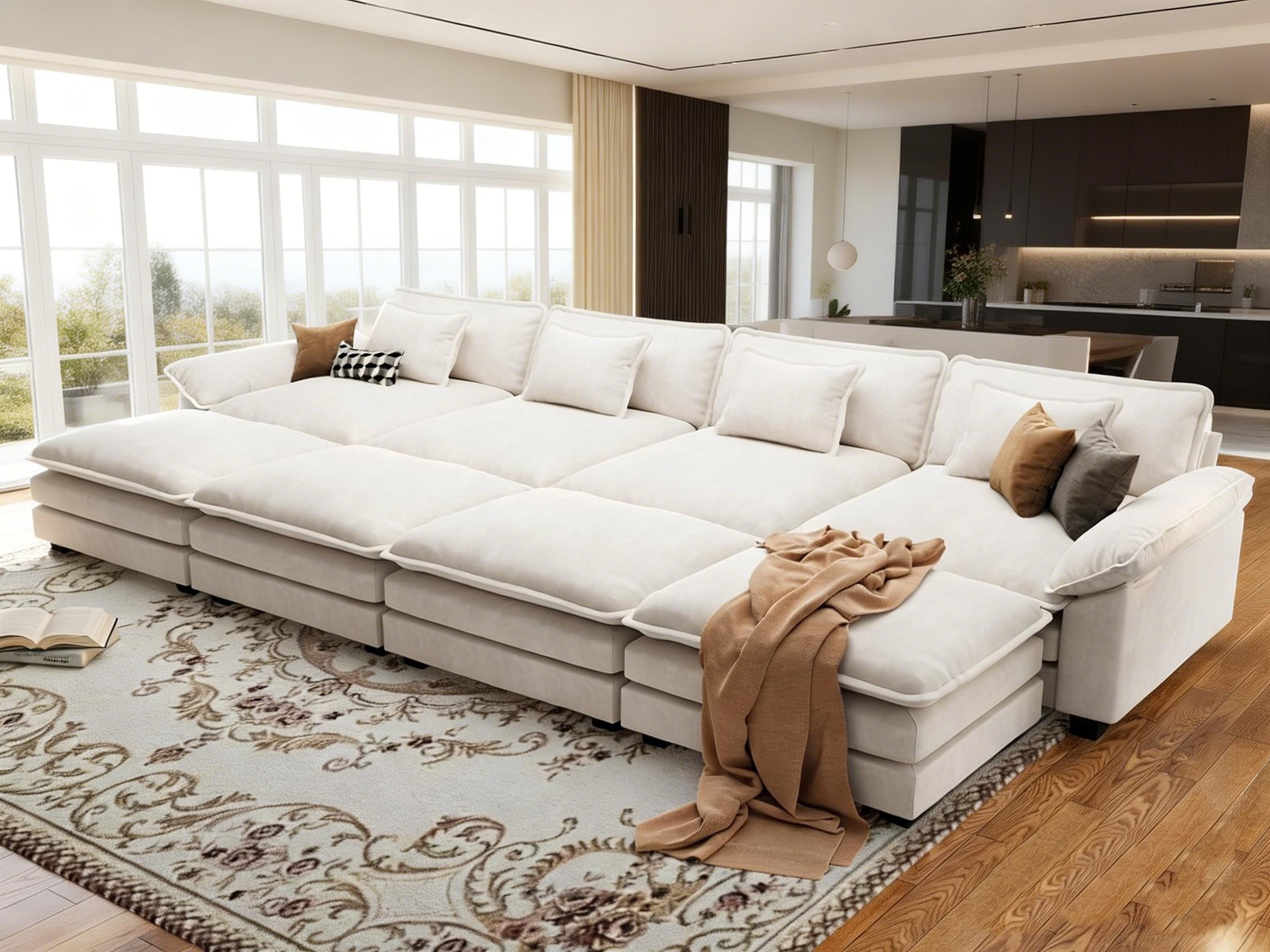 CDCASA 154" Modular Sectional Sofa Bed, 4-Seat Cloud Couch with Movable ...
