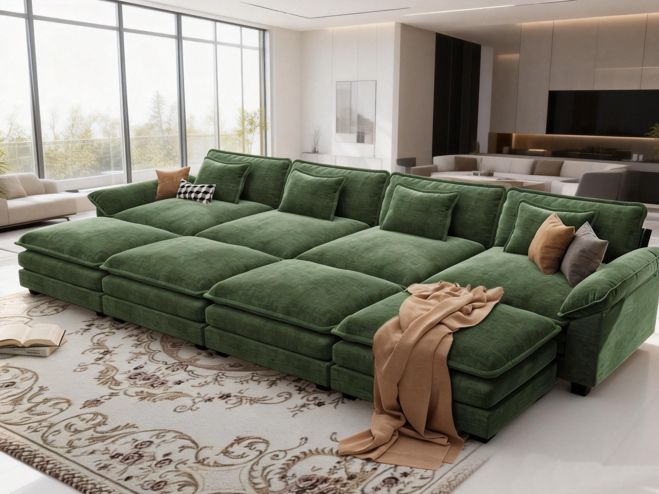 CDCASA 154" Modular Sectional Sofa Bed, 4-Seat Cloud Couch with Movable ...