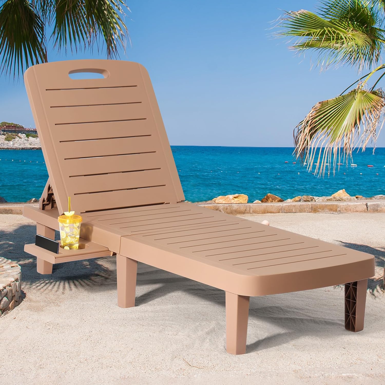 CDCASA Chaise Lounge Outdoor, Multi-Functional Pool Lounge Chairs w/5 ...