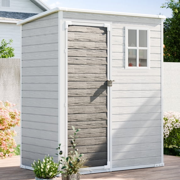 CDCASA Outdoor Storage Shed, 5x3 FT Resin Shed with Lockable Door ...