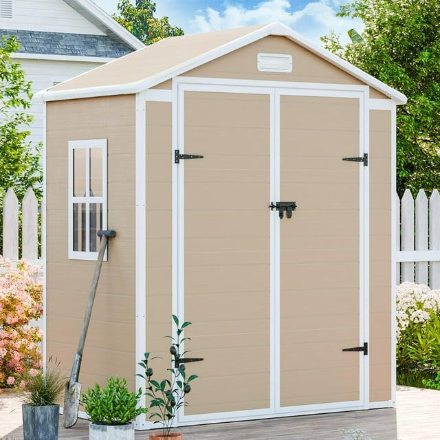 CDCASA 6x3FT Outdoor Storage Shed, Resin with Floor, Window & Lock ...