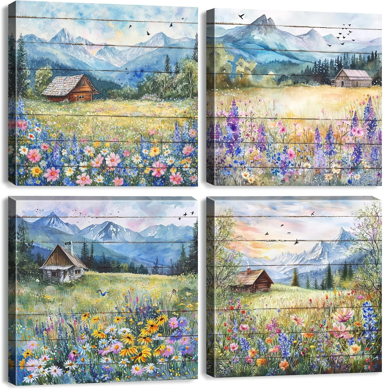 CDDposter 4Pcs Colorful Flower Canvas Wall Art Nature Pictures Canvas ...