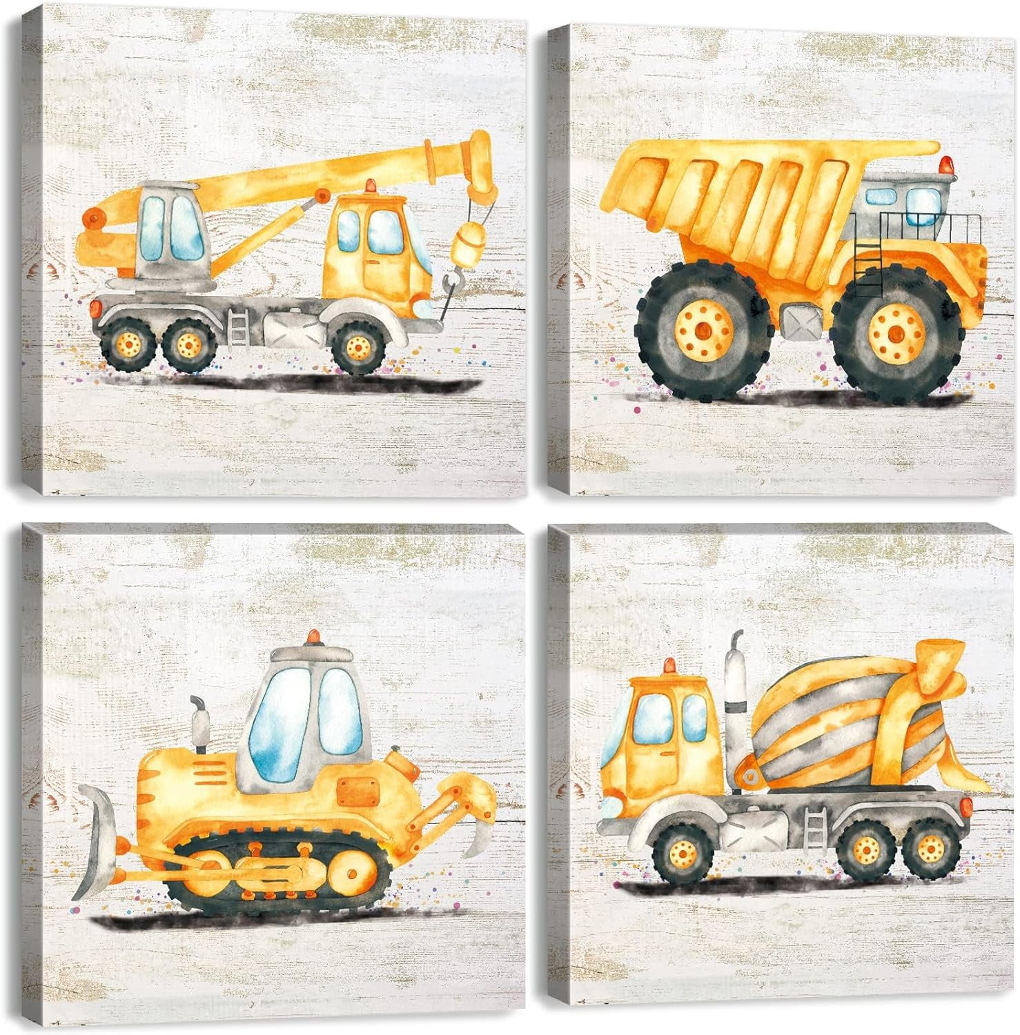 CDDposter Construction Wall Decor Room Dump Truck Wall Art Tractor Excavator Canvas Pictures Car ...