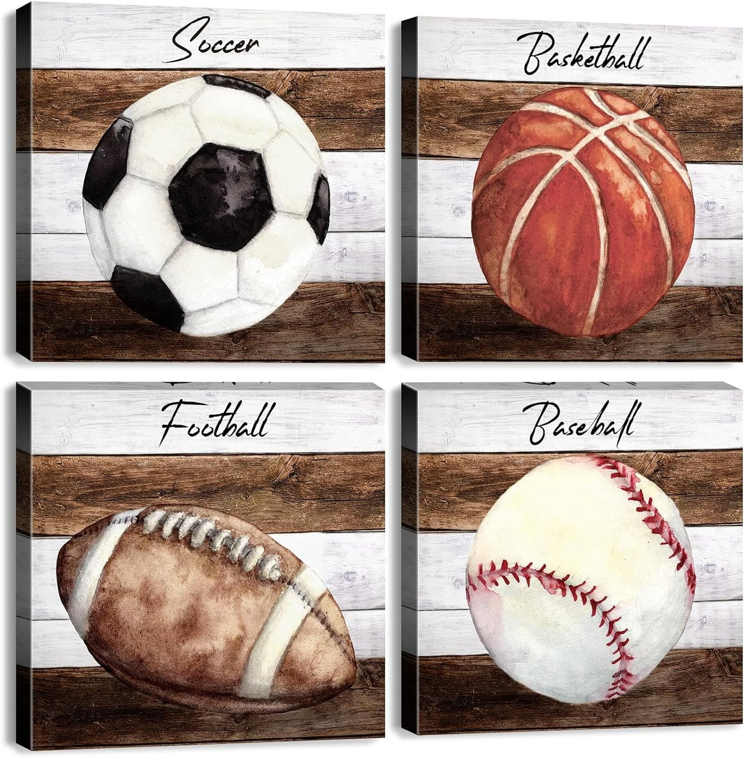 CDDposter 4Pcs Large Sports Wall Art Sports Room Decor for Boys Bedroom ...