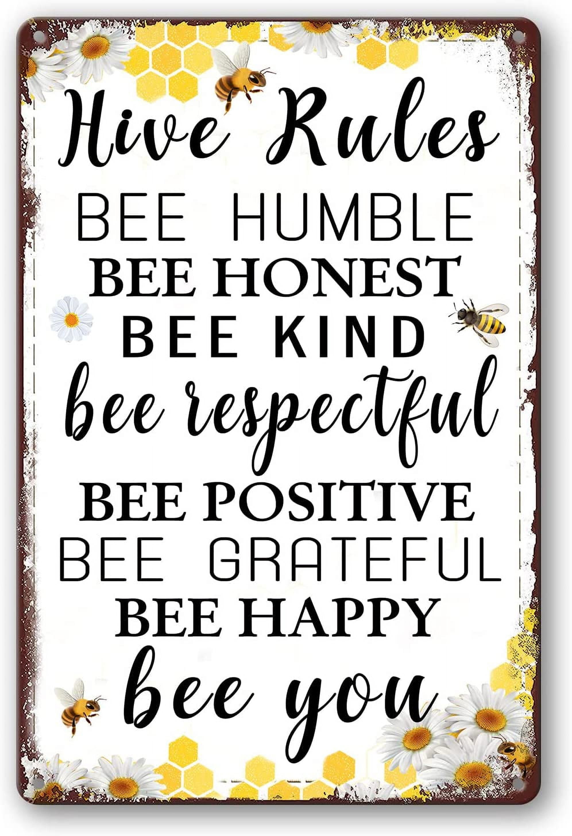 CDDposter Bee Garden Decor Bee Hive Rules Sign For Home Honey Bee Decor ...