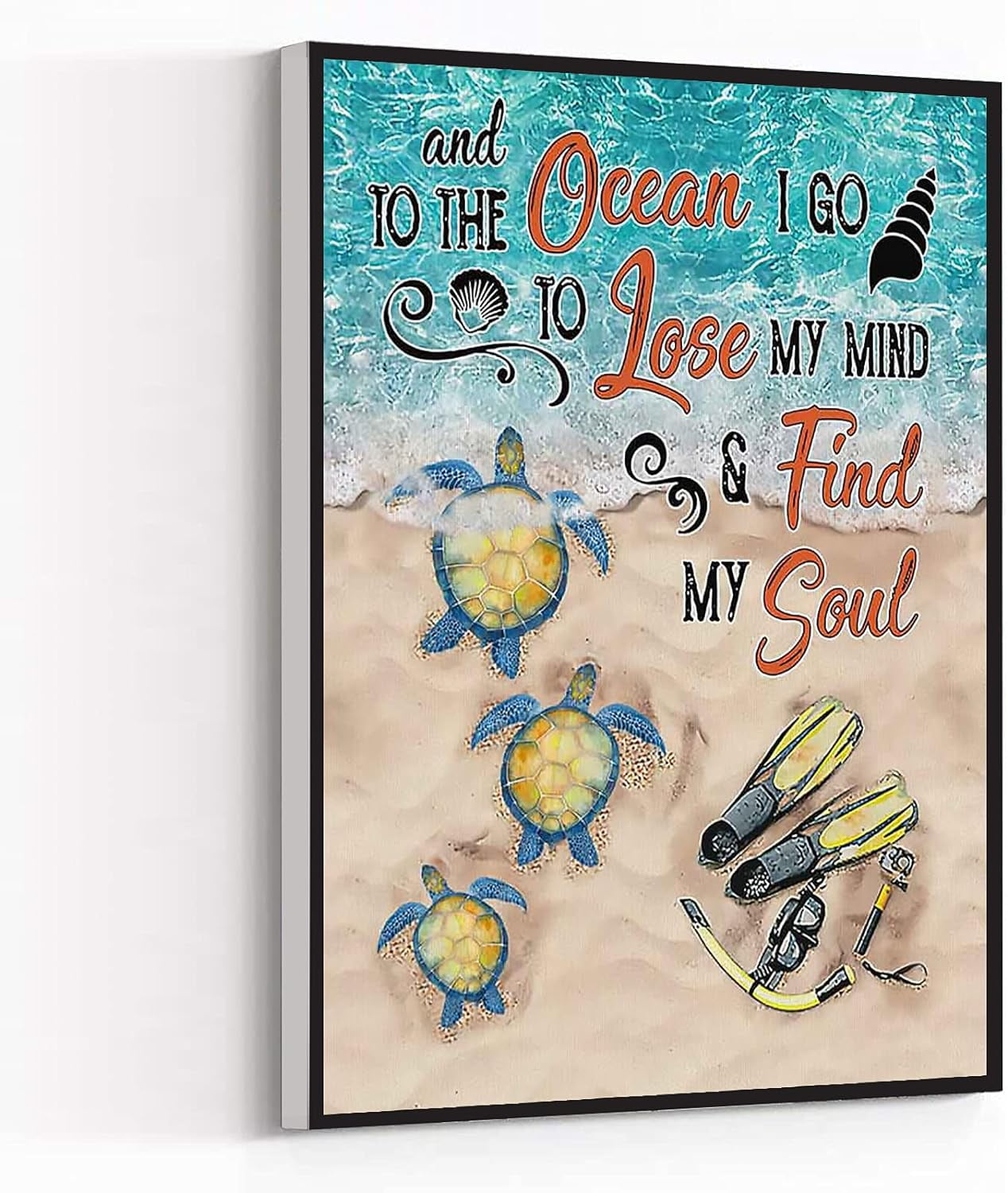 CDDposter Canvas Wall Art Modern Art Print Sea Turtle Scuba Diving And ...