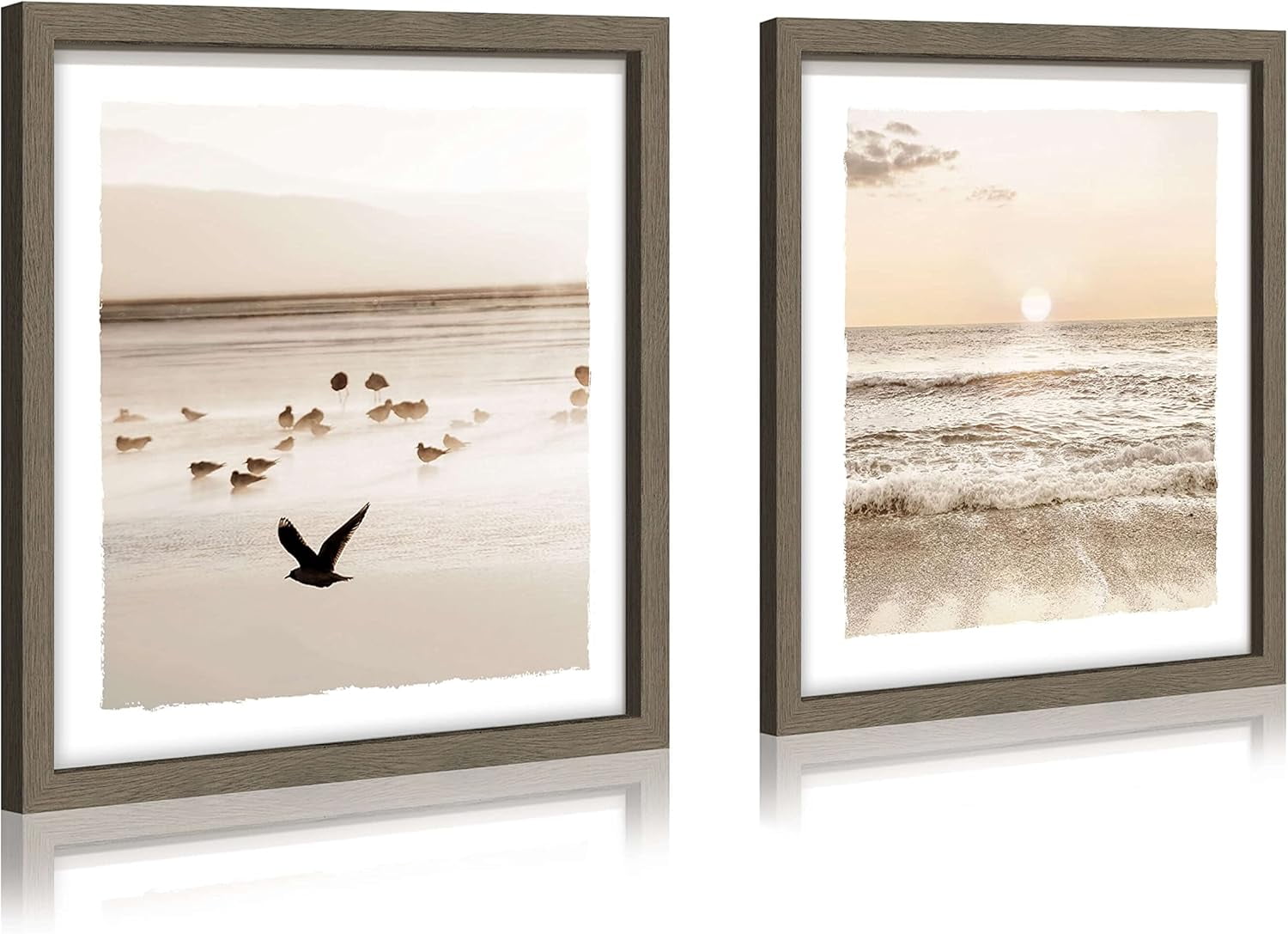 CDDposter Coastal Framed Picture Wall Art：Beach Seascape Sea Bird ...