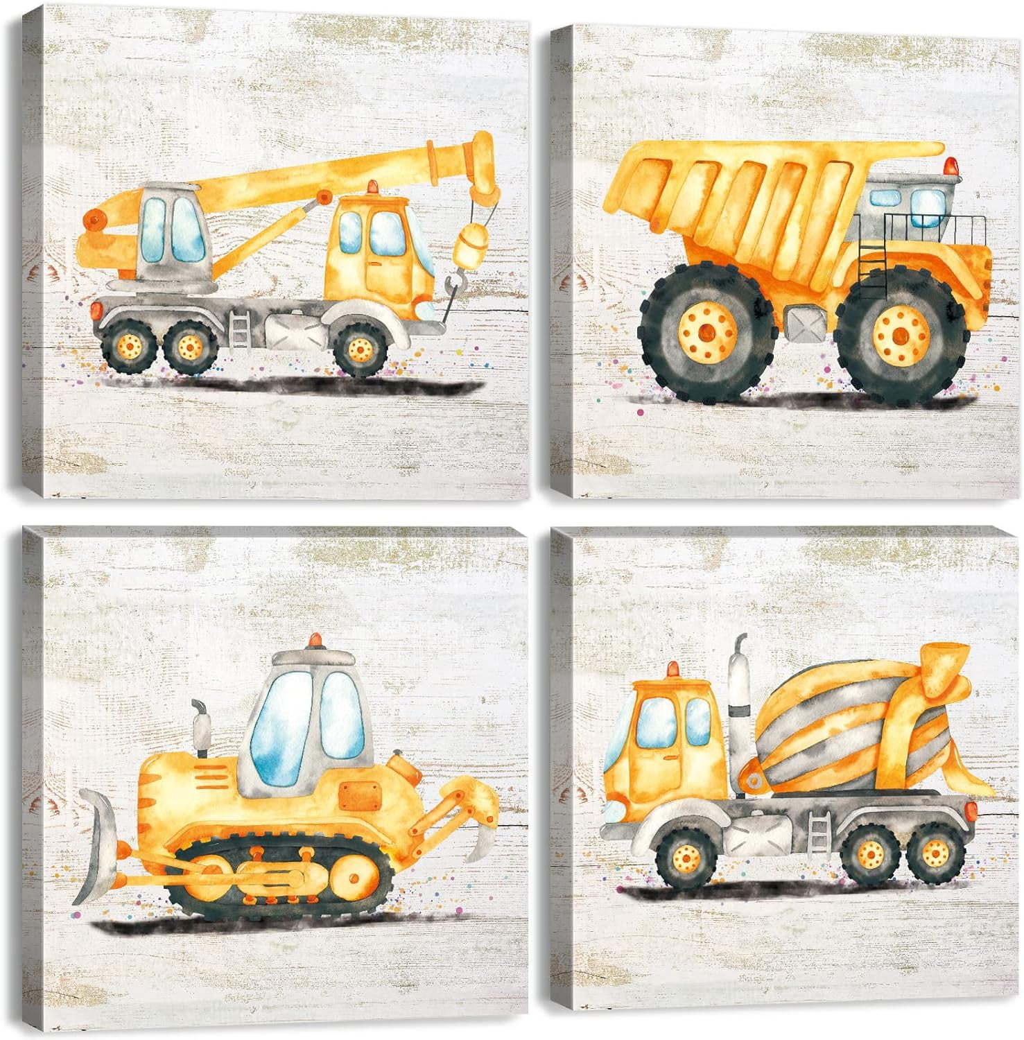CDDposter Construction Decor Room Truck Canvas Wall Art for Toddler ...