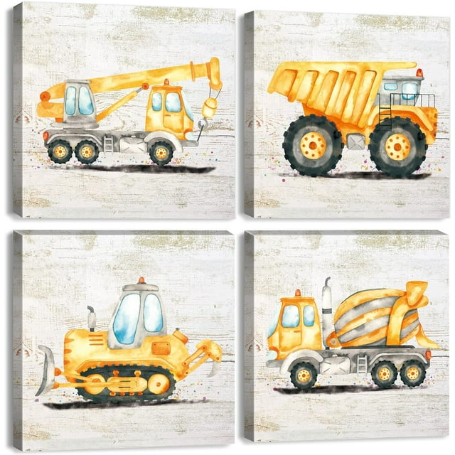 CDDposter Construction Decor Room Truck Canvas Wall Art for Toddler ...
