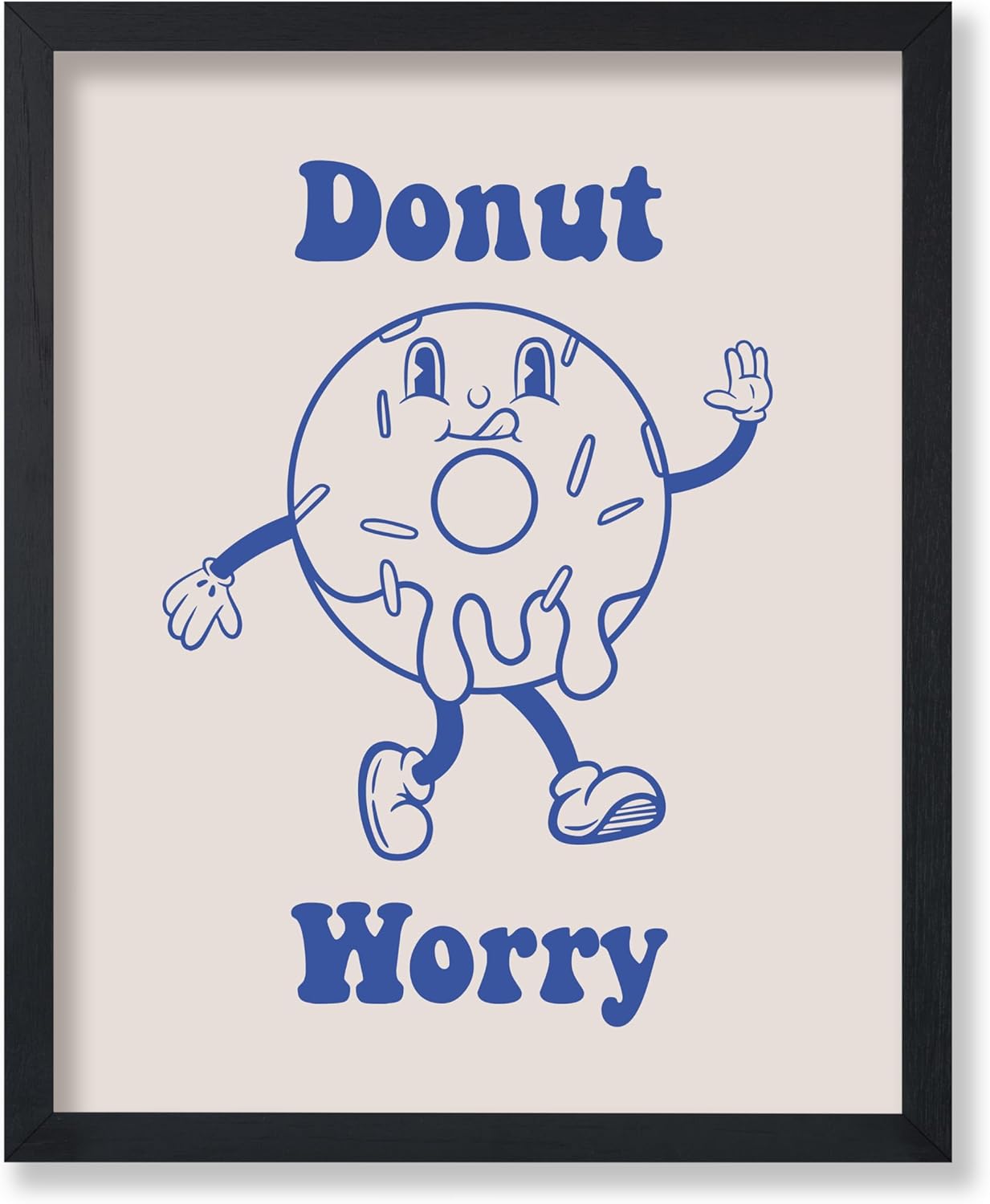 CDDposter Donut Worry Poster - Retro Donut Print - Baking Art - Groovy ...