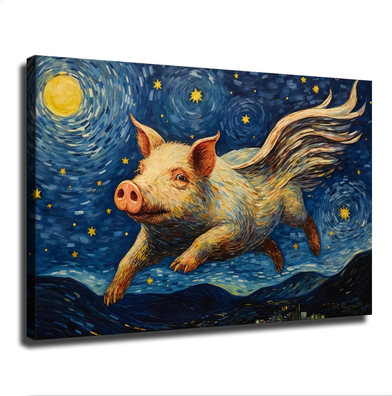 CDDposter Flying Pig From The Starry Night Poster Decorative Painting ...