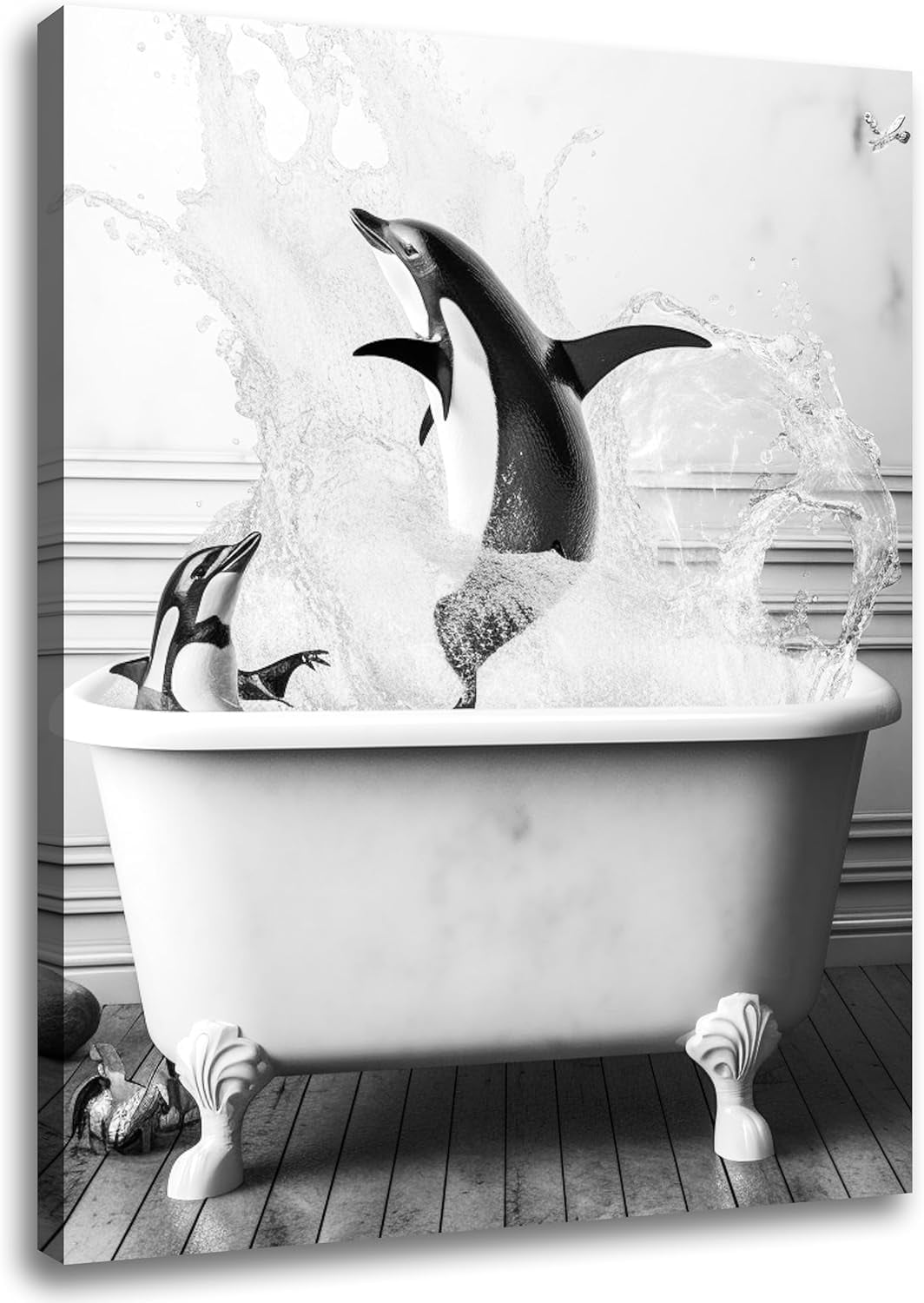 CDDposter Funny Bathroom Wall Decor,Modern Wrapped Canvas Prints,Cute ...