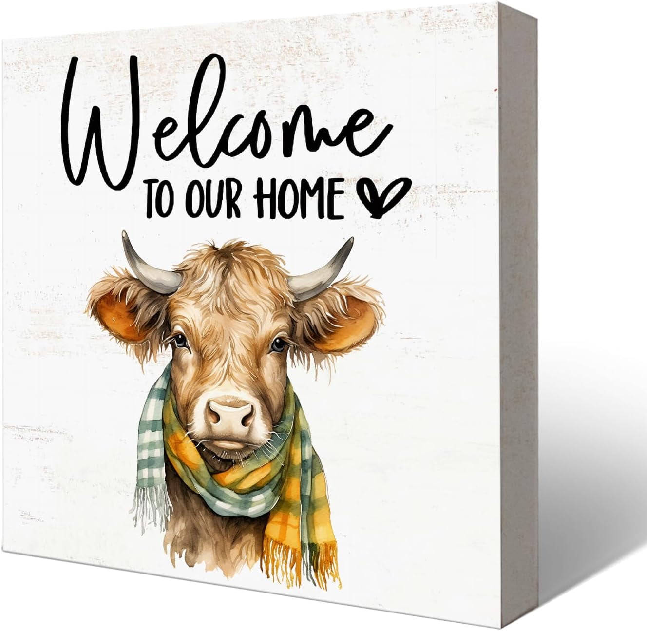 CDDposter Funny Office Decorations,Highland Cow Wooden Box Signs for ...