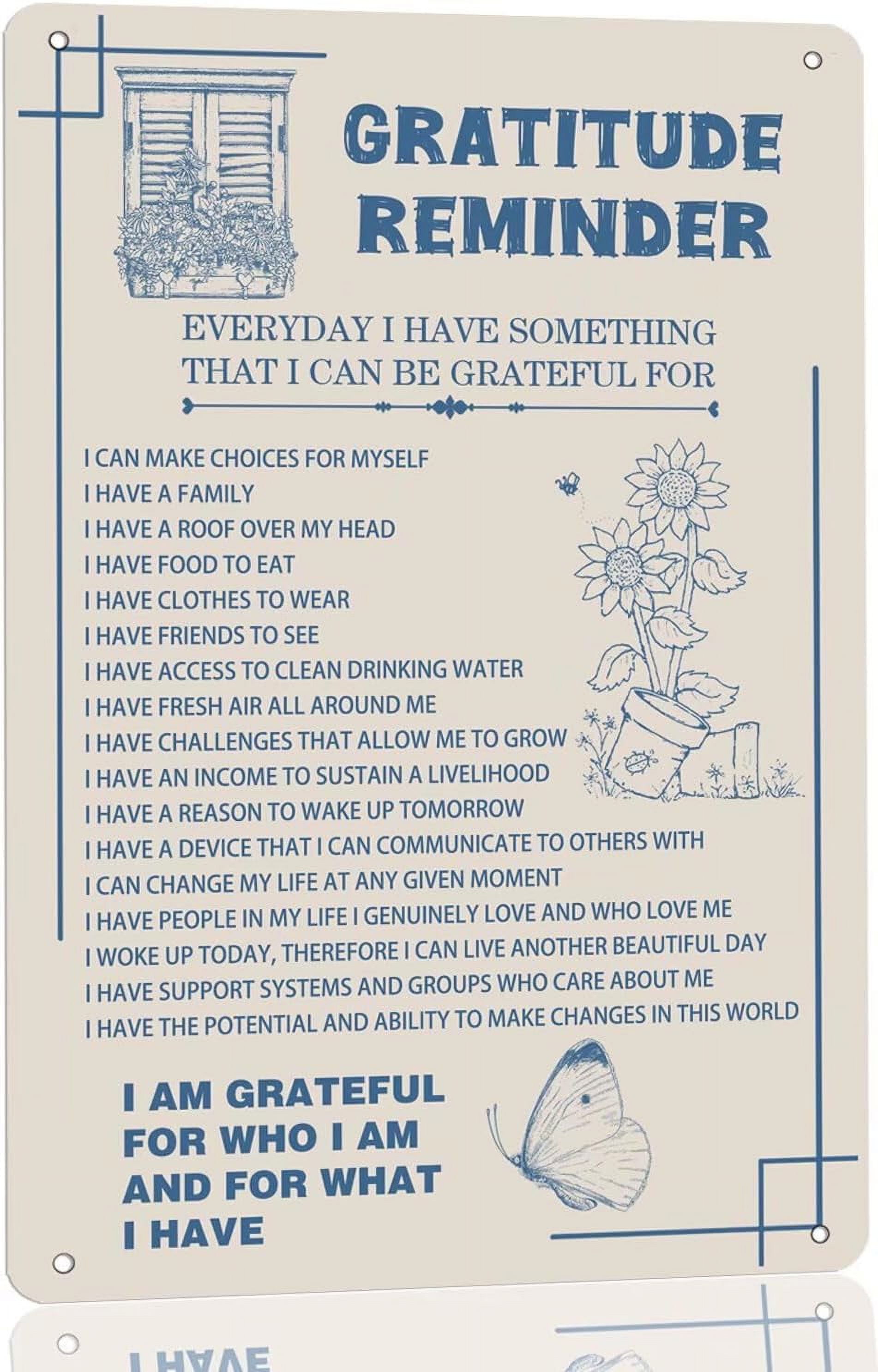 CDDposter Gratitude Reminder Metal Tin Sign Room Decor Aesthetic Blue ...