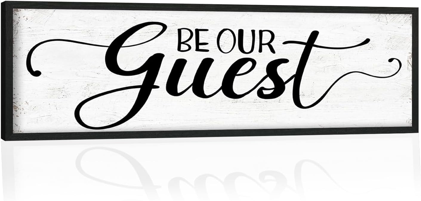 CDDposter Be Our Guest Wall Decor Above Bed Framed 12" x 40",Kitchen ...