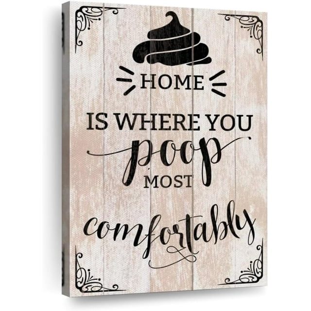 CDDposter Home Poop Typography Canvas - 1 Panel Typography Bathroom ...