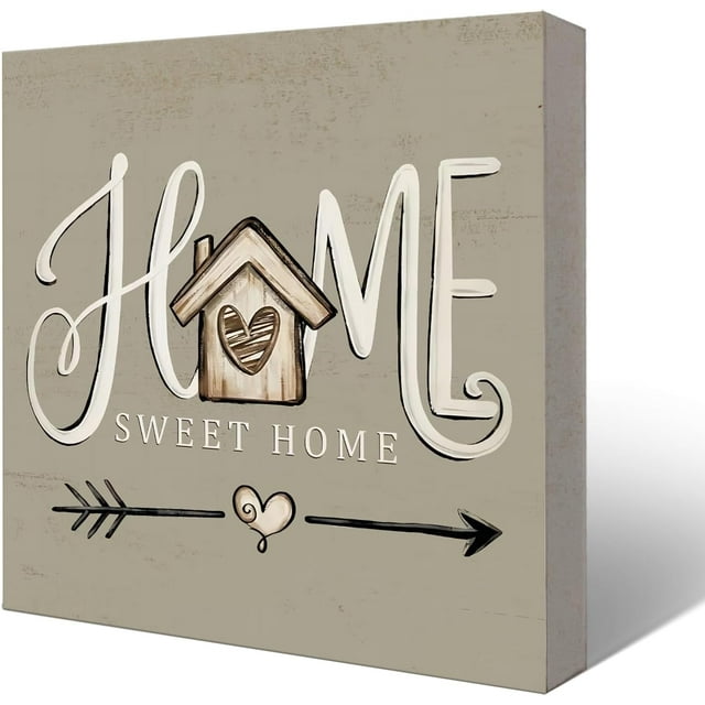 CDDposter Home Sweet Home Sign,Decor Rustic Farmhouse Block Wooden Sign ...