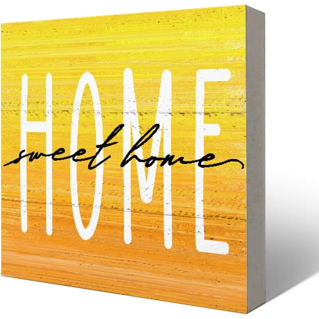 CDDposter Home Sweet Home Sign,Yellow Summer Wooden Box Sign Decoration ...