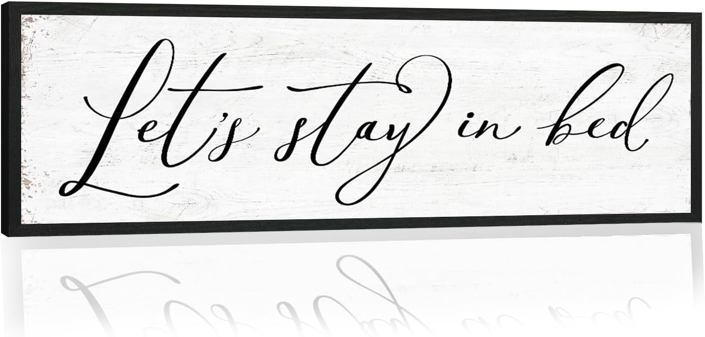CDDposter Let's Stay in Bed Sign: Rustic Bedroom Signs Wall Decor Above ...