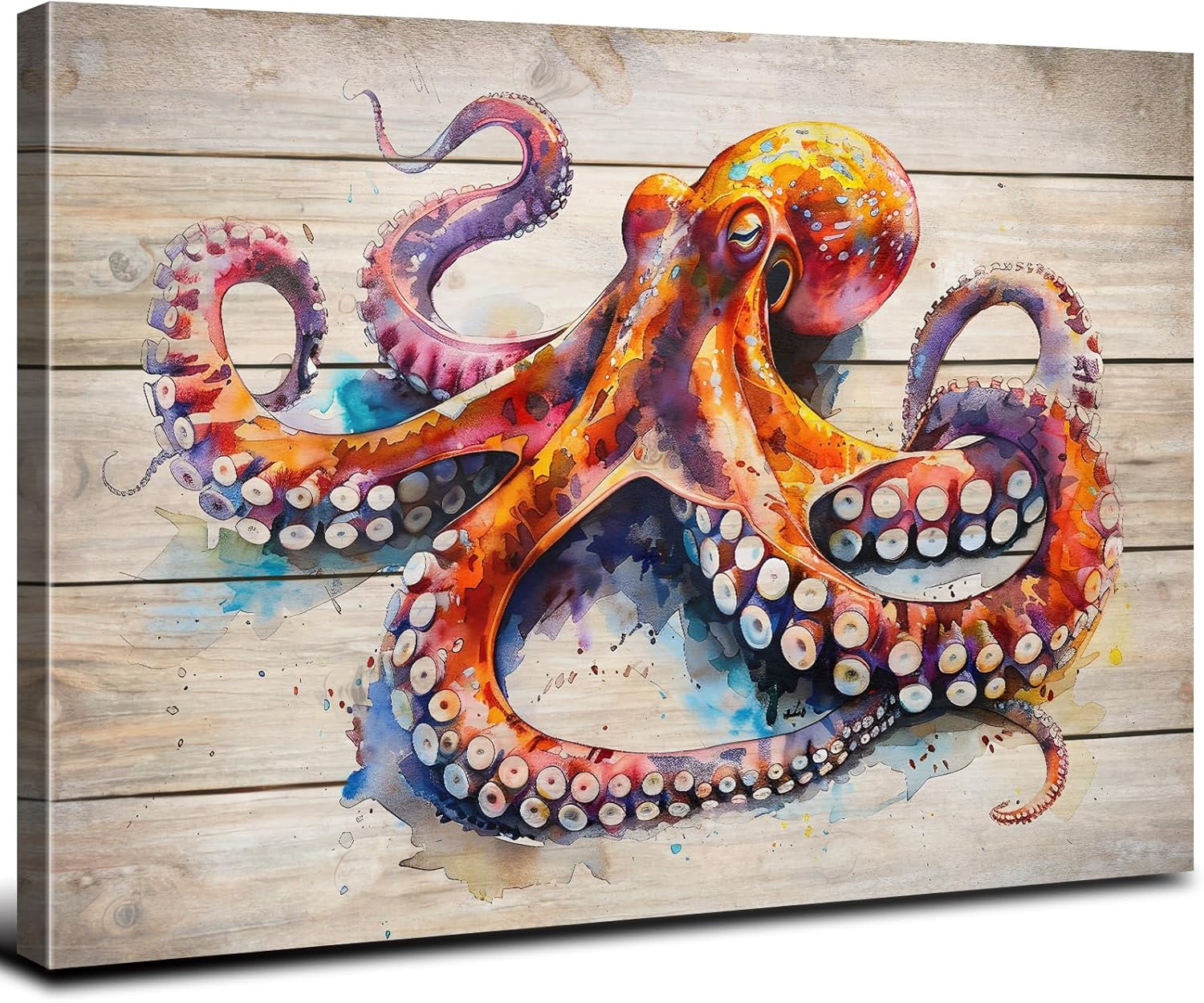 CDDposter Octopus Wall Art Bathroom Wall Decor Watercolor Sea Animal ...