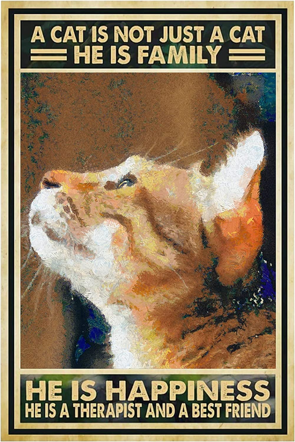 CDDposter -Orange Cat Tin Signs Vintage,Metal Ginger Cat Poster Sign ...