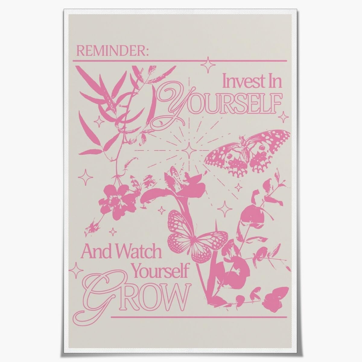 CDDposter Pink Butterfly Poster Daily Affirmations Aesthetic Wall Decor ...