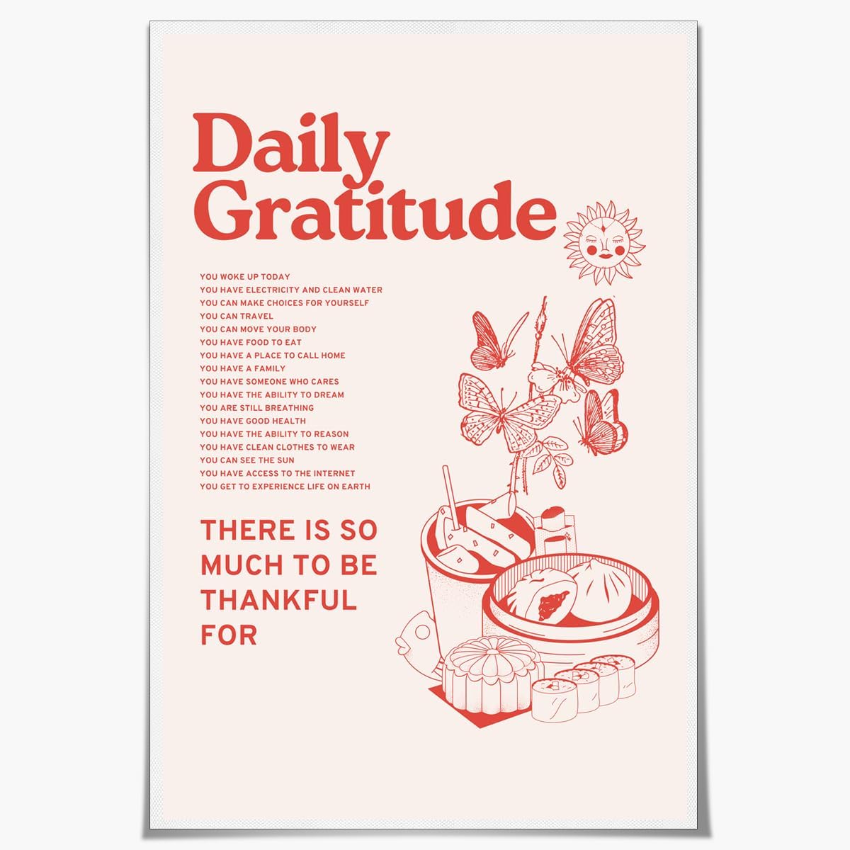 CDDposter Positive Minimalist Canvas Wall Art Daily Gratitude Aesthetic ...