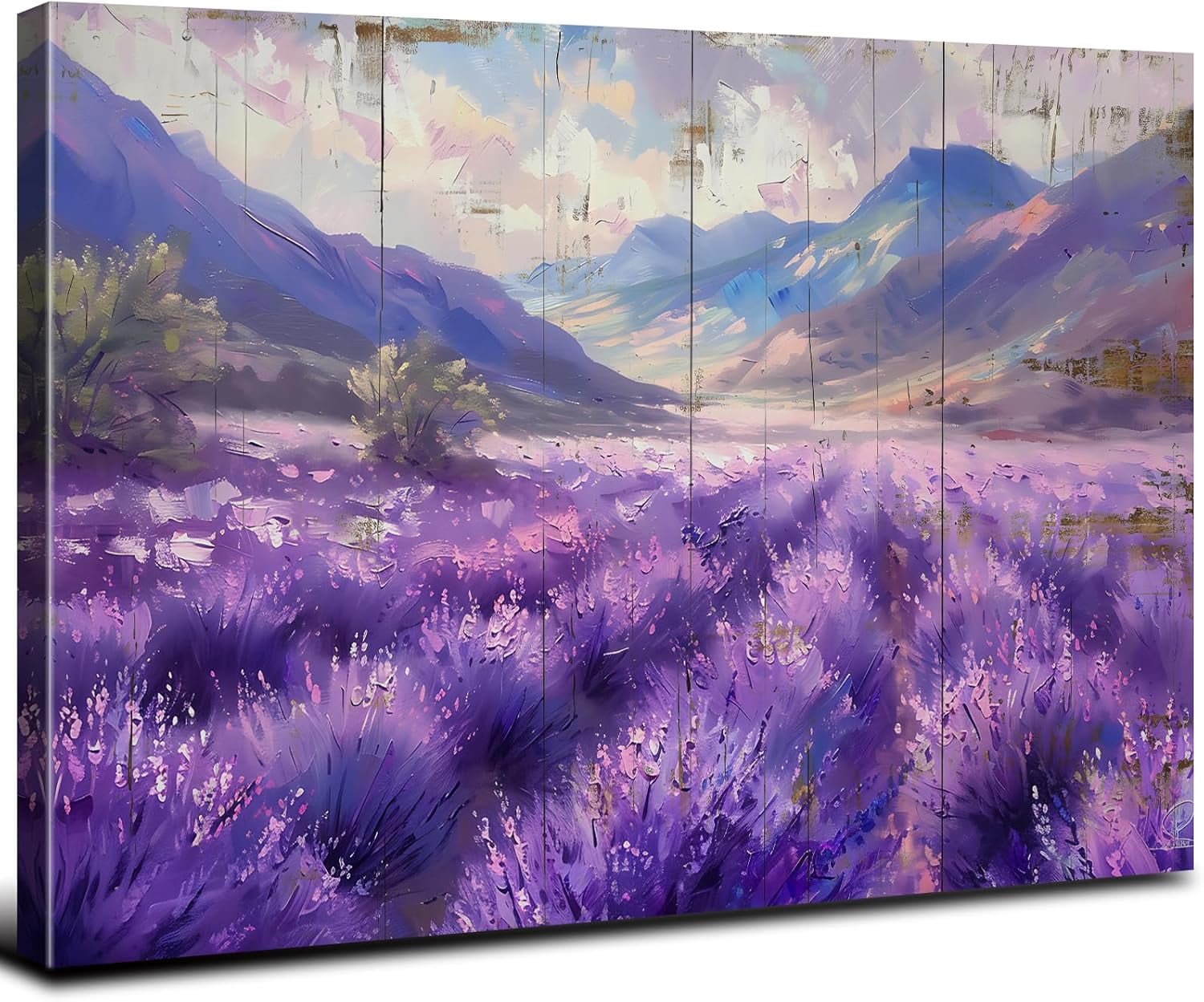 CDDposter Purple Lavender Field Wall Art Abstract Mountain Picture Wall ...