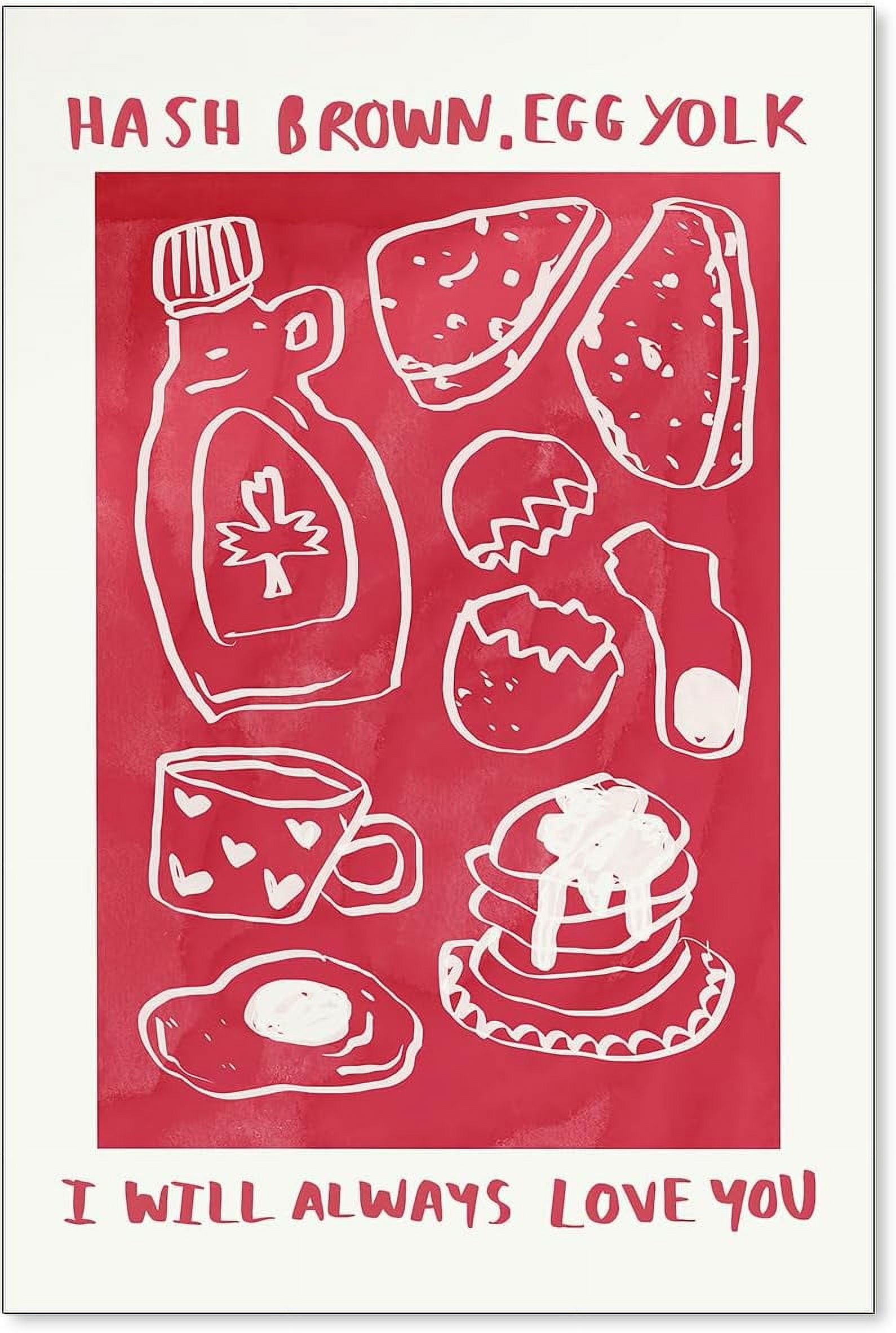 CDDposter Red Breakfast Food Poster Drink Canvas Wall Art Brown Egg ...