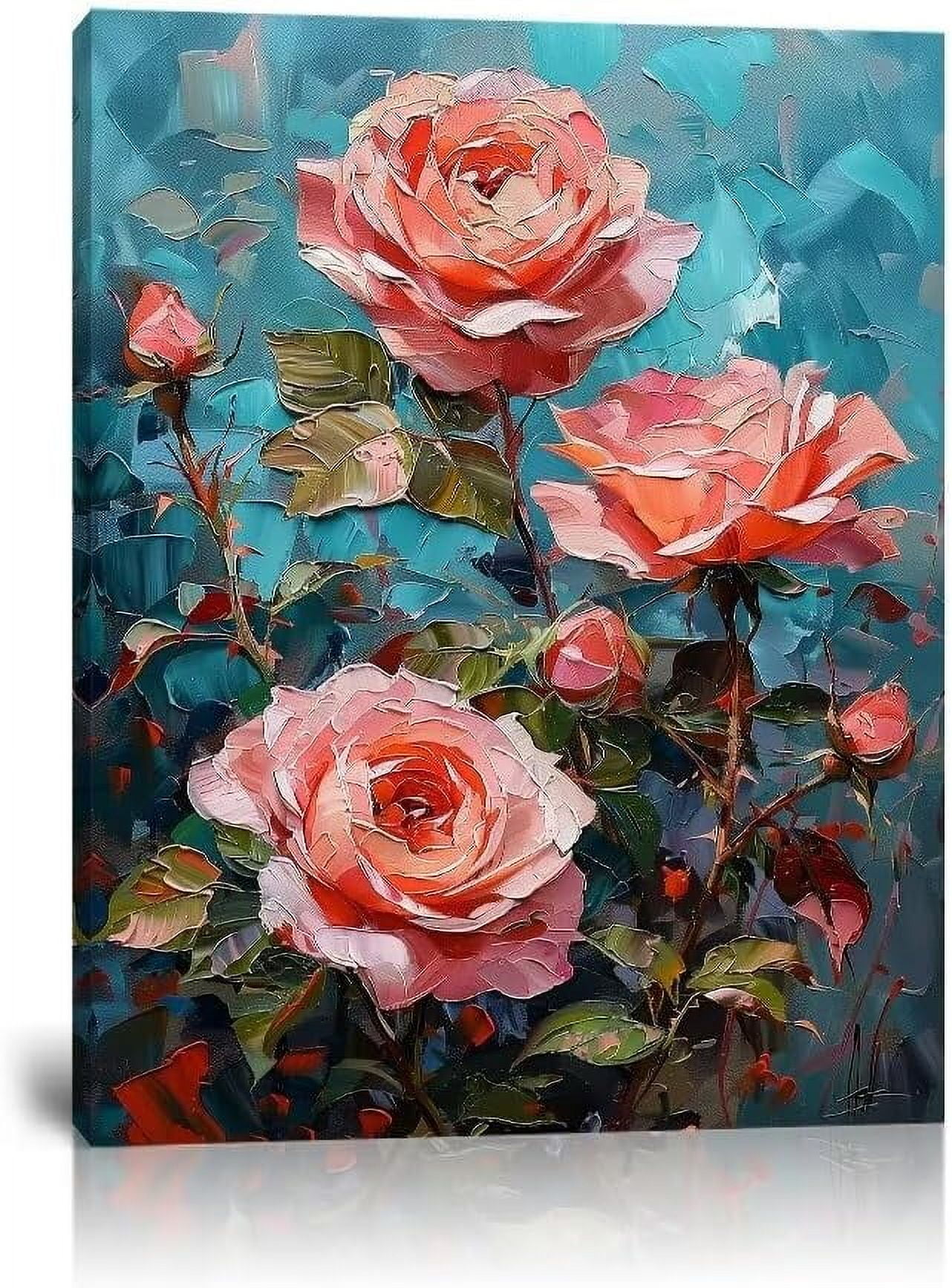 CDDposter Red Roses Oil Painting Modern Flowers Canvas Painting Artwork ...