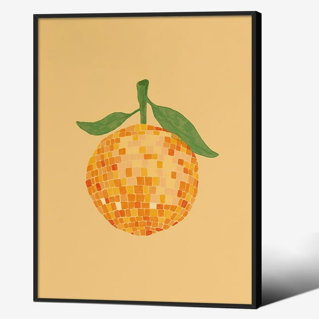 CDDposter Retro Funky Orange Canvas Wall Art Fashion Disco Ball ...