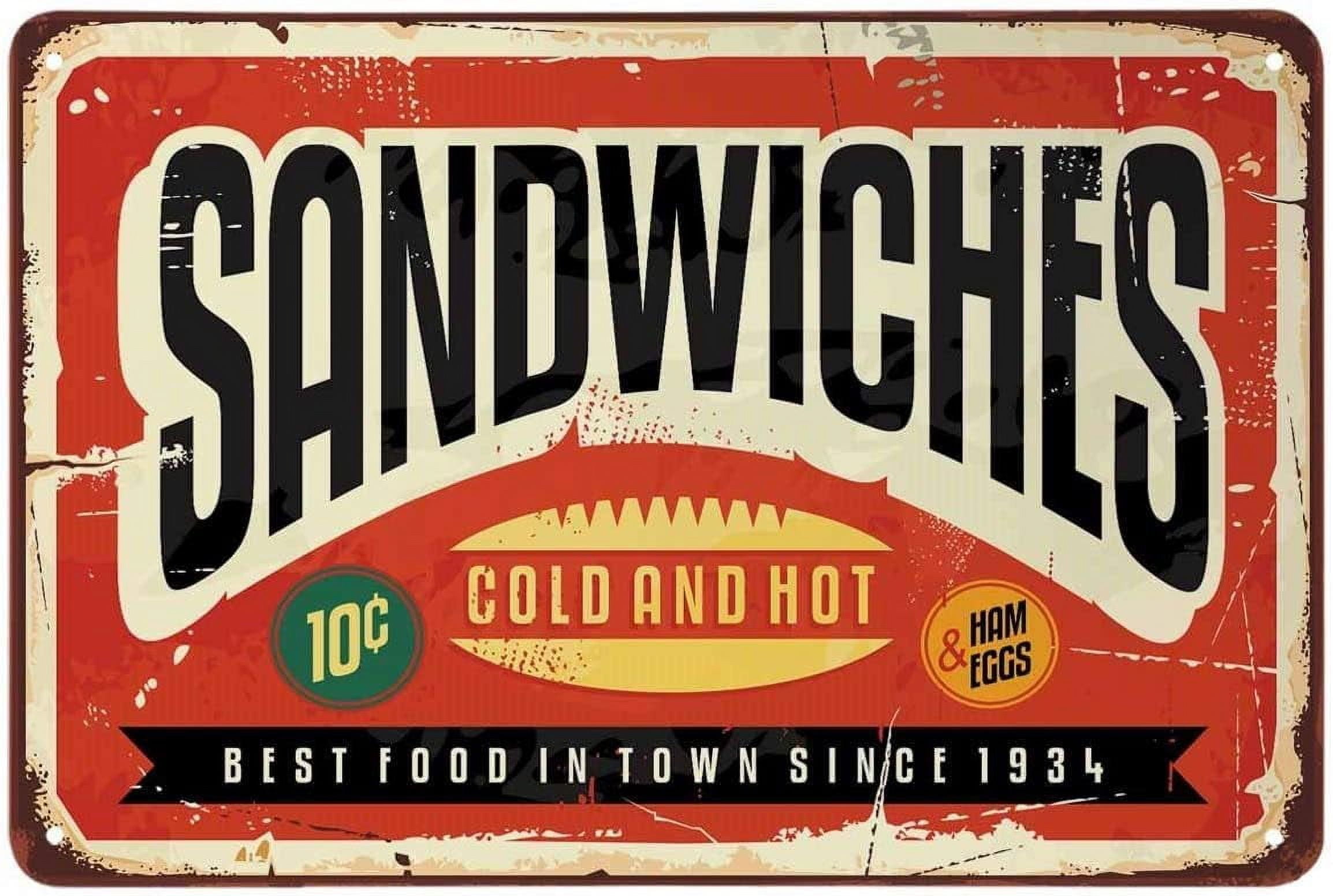 CDDposter -Sandwiches Tin Signs,Cold and Hot Best Food in Town Vintage ...