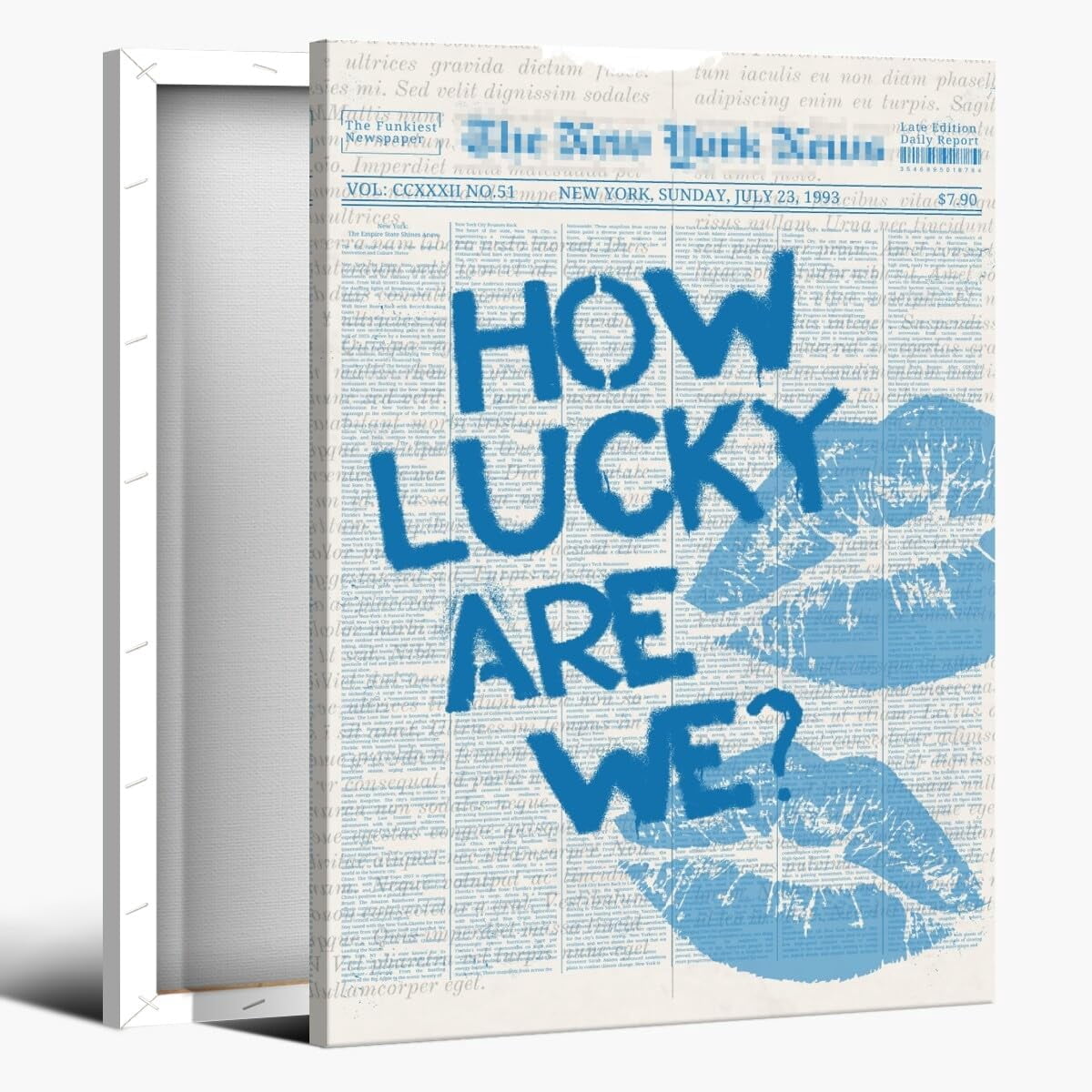 CDDposter Trendy Blue Retro NewsPaper How Lucky Are We Lips Room ...