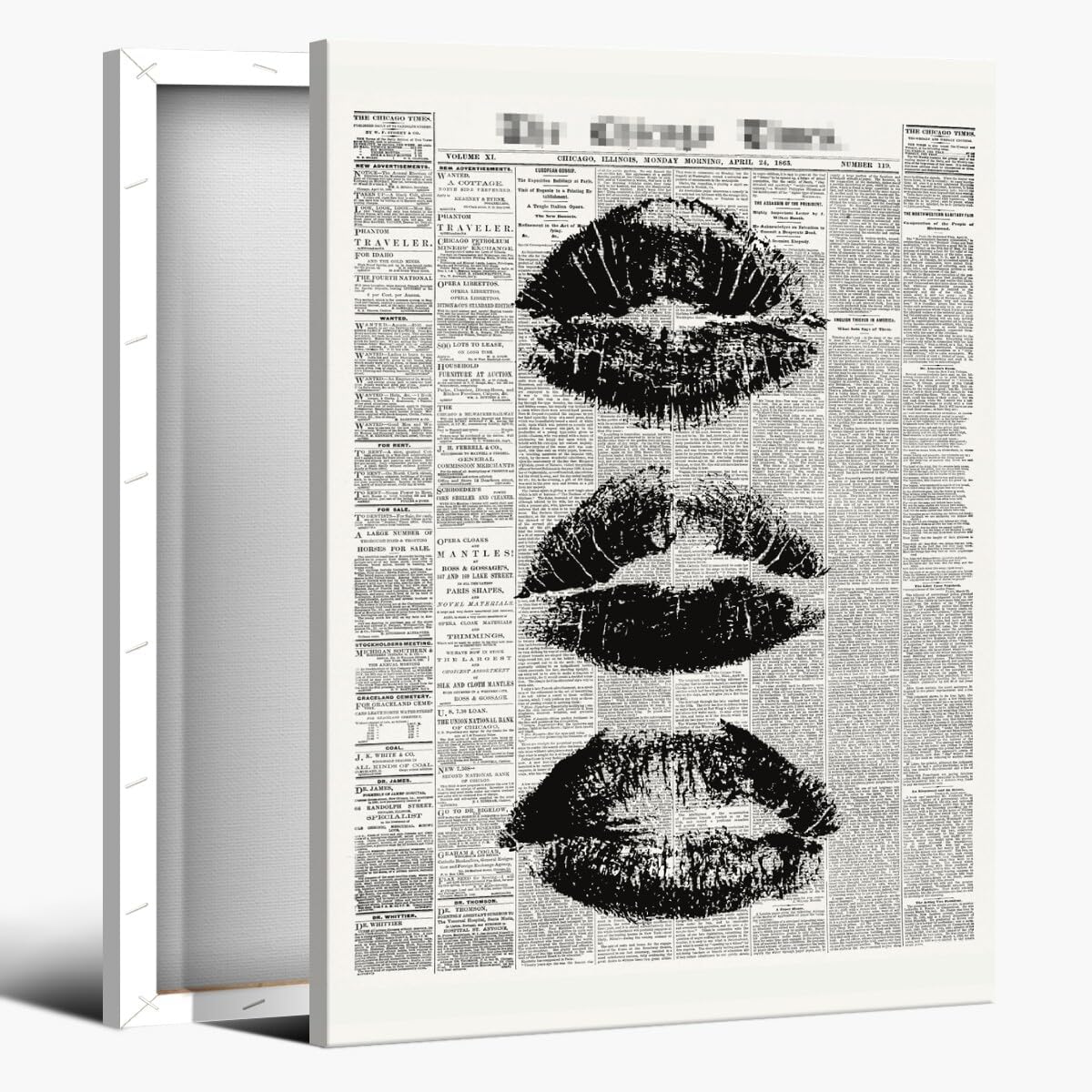 CDDposter Vintage Black And White Poster Girly Kiss Lips Newspaper Art ...