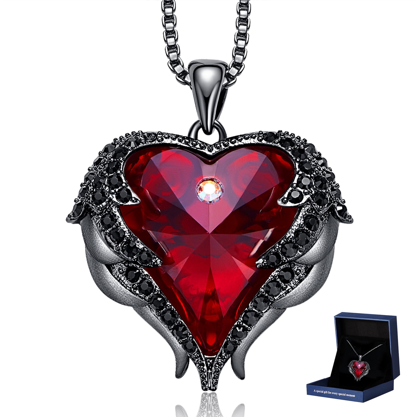 CDE Angel Wing Love Heart Pendant Necklaces for Women Anniversary ...