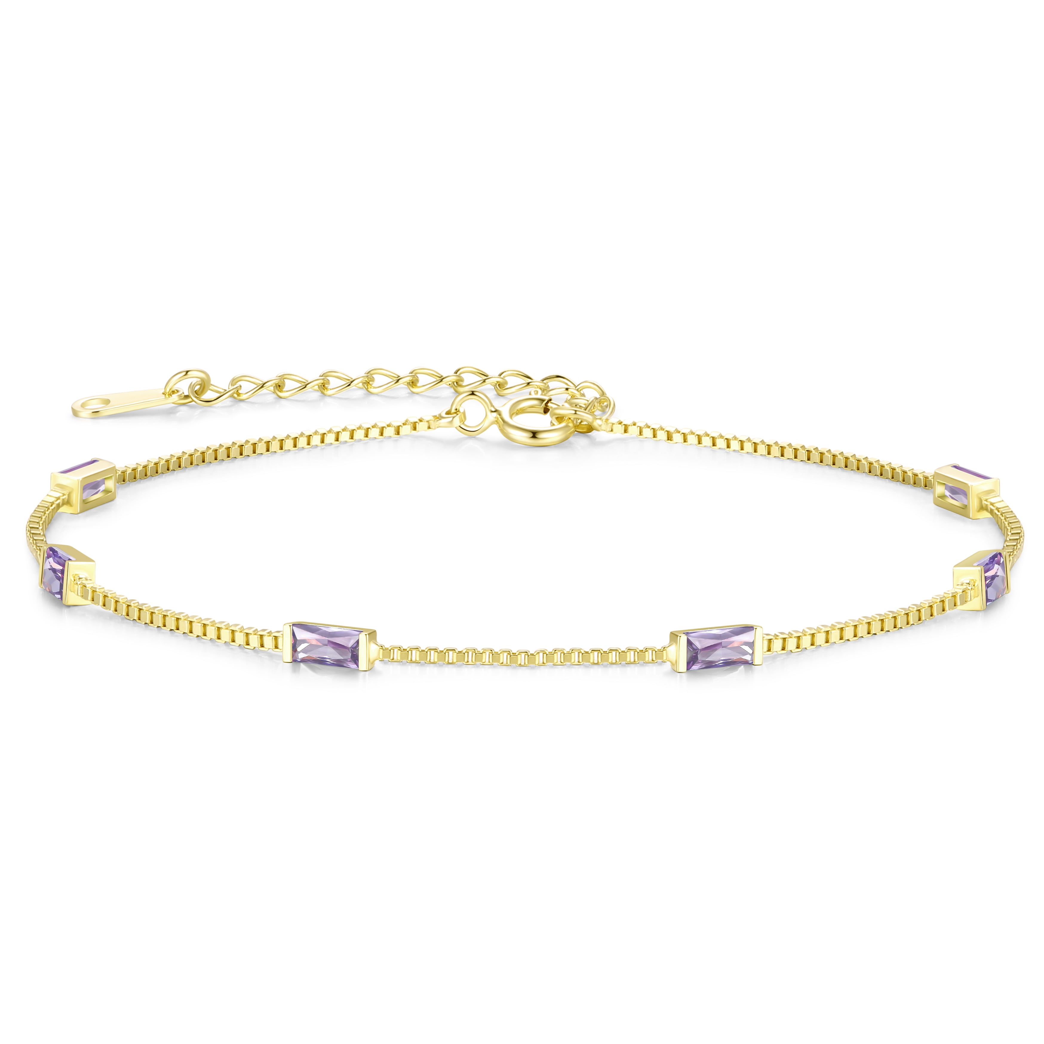 CDE Birthstone Bracelets, Sterling Silver Zircon Jewelry, Adjustable ...