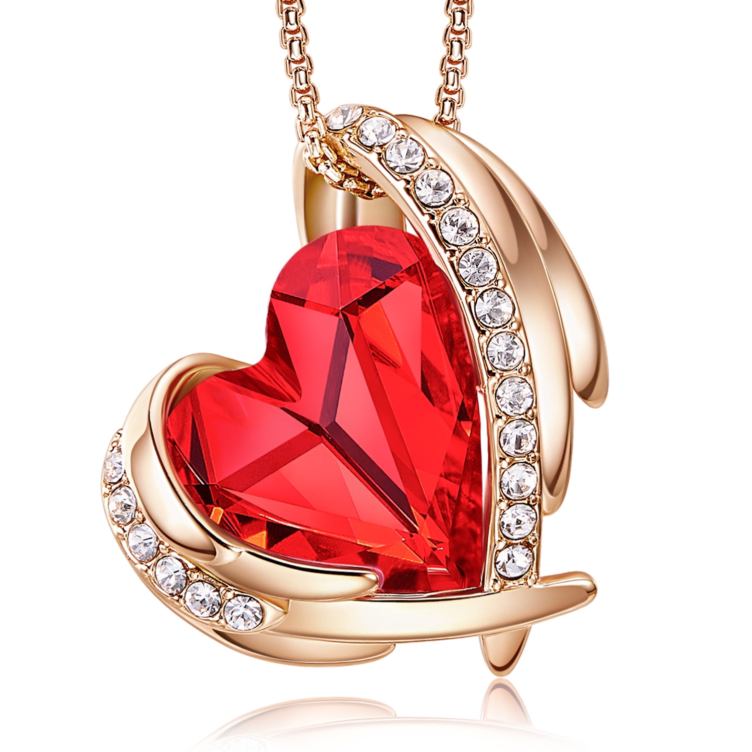 CDE Love Heart Pendant Necklaces for Women Birthstone Silver Tone Rose Gold Tone Crystals Anniversary Valentine s Day Best Gift Fine Packing Gift Box Walmart