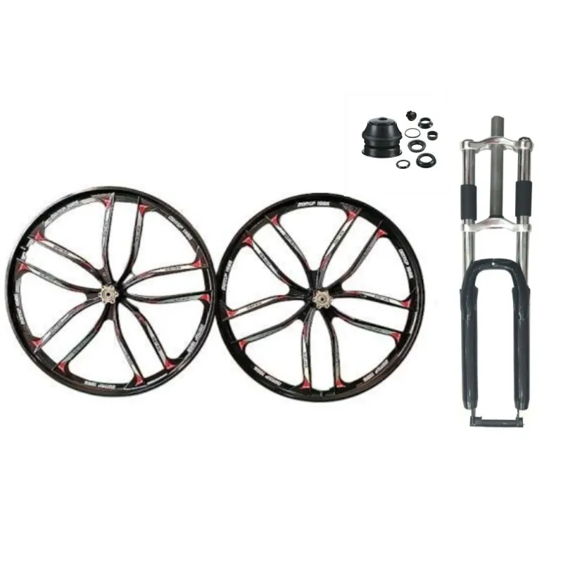 CDH 10 Blades 26" Bike Mag Wheel Set 100x135mm & Bicycle Suspension ...